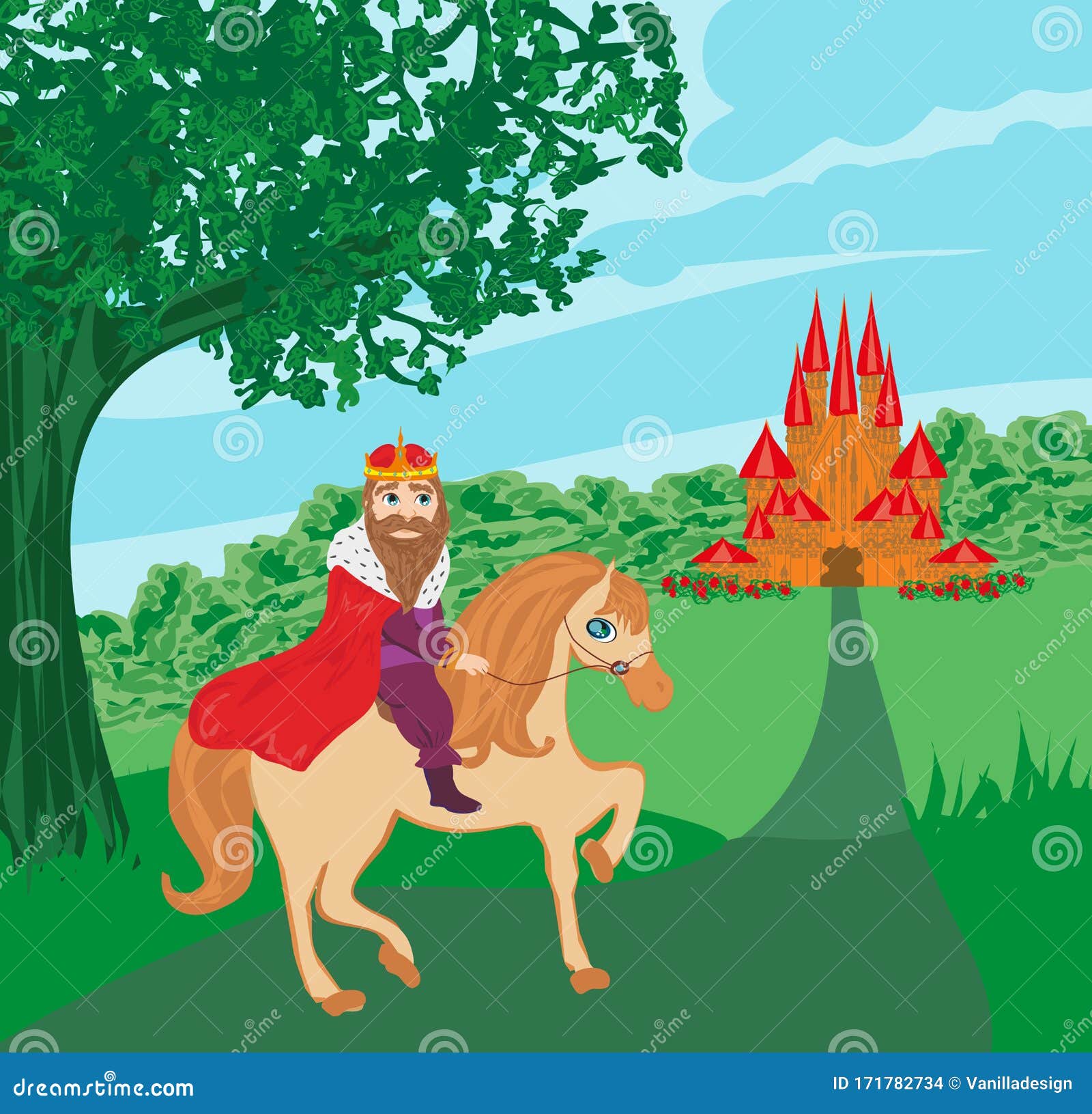 The King Is Riding A Horse Vector Illustration | CartoonDealer.com ...