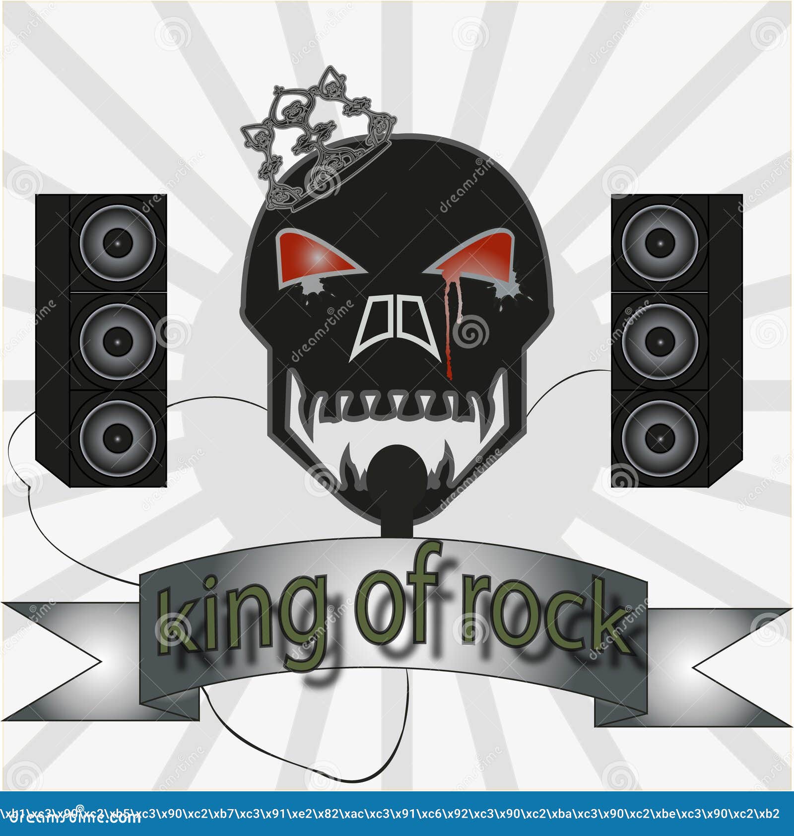 King Of Rock. Skeleton Guitar Player. Vector Cartoon Illustration ...