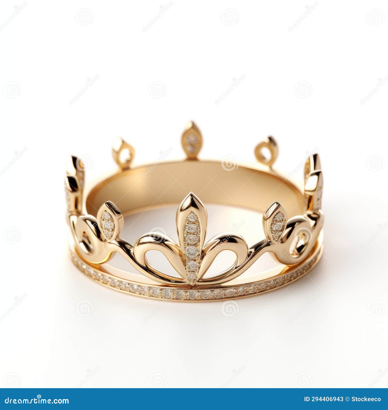 Yellow Gold King Tiara Ring - Minimalistic Crown Inspired Design Stock ...