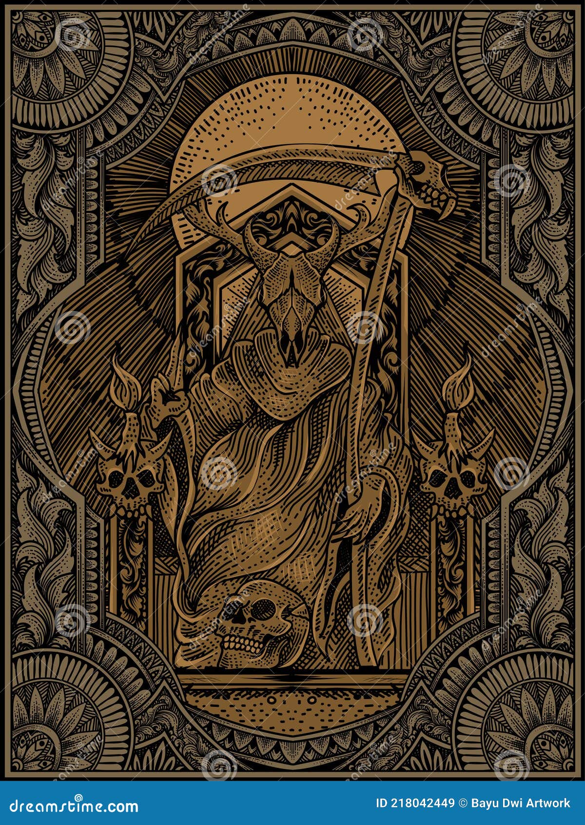 King Satan on Gothic Engraving Ornament Style Stock Vector ...