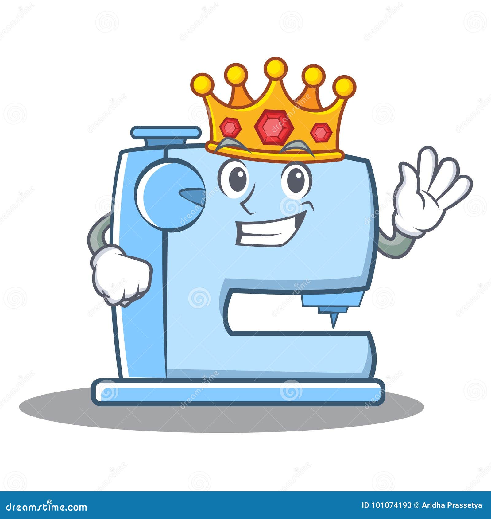 King Sewing Machine Emoticon Character Stock Vector - Illustration of ...