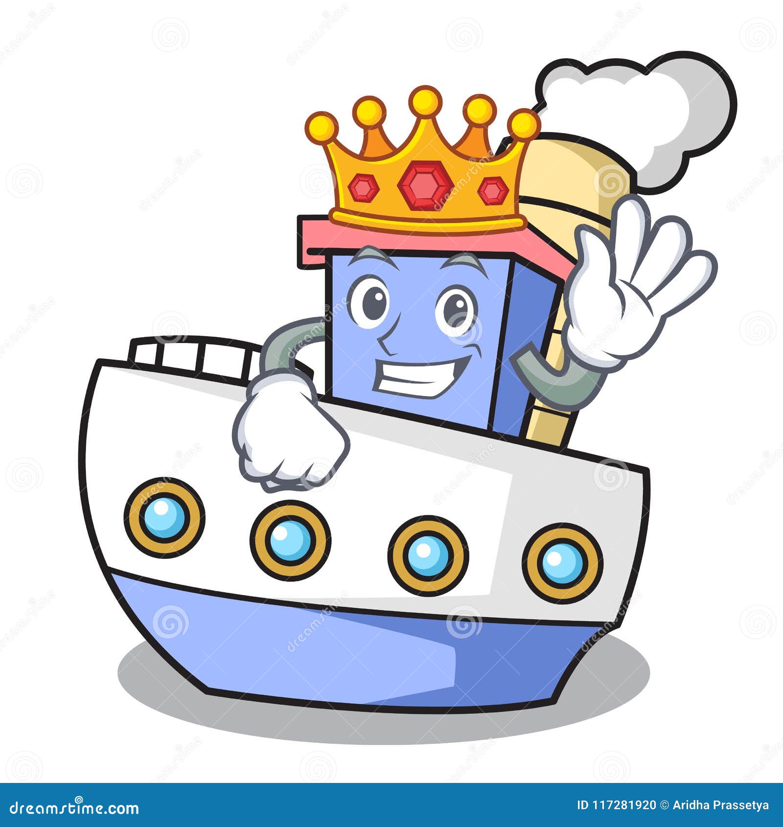 King Ship Mascot Cartoon Style Stock Vector - Illustration of crown ...