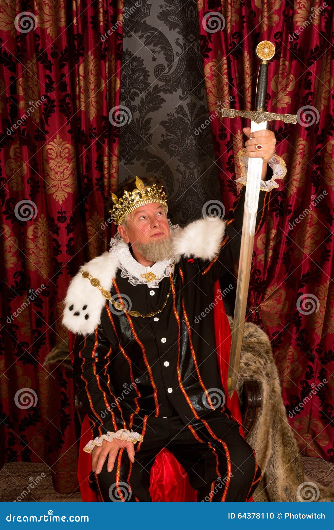 King showing sword stock photo. Image of people, reenactment - 64378110