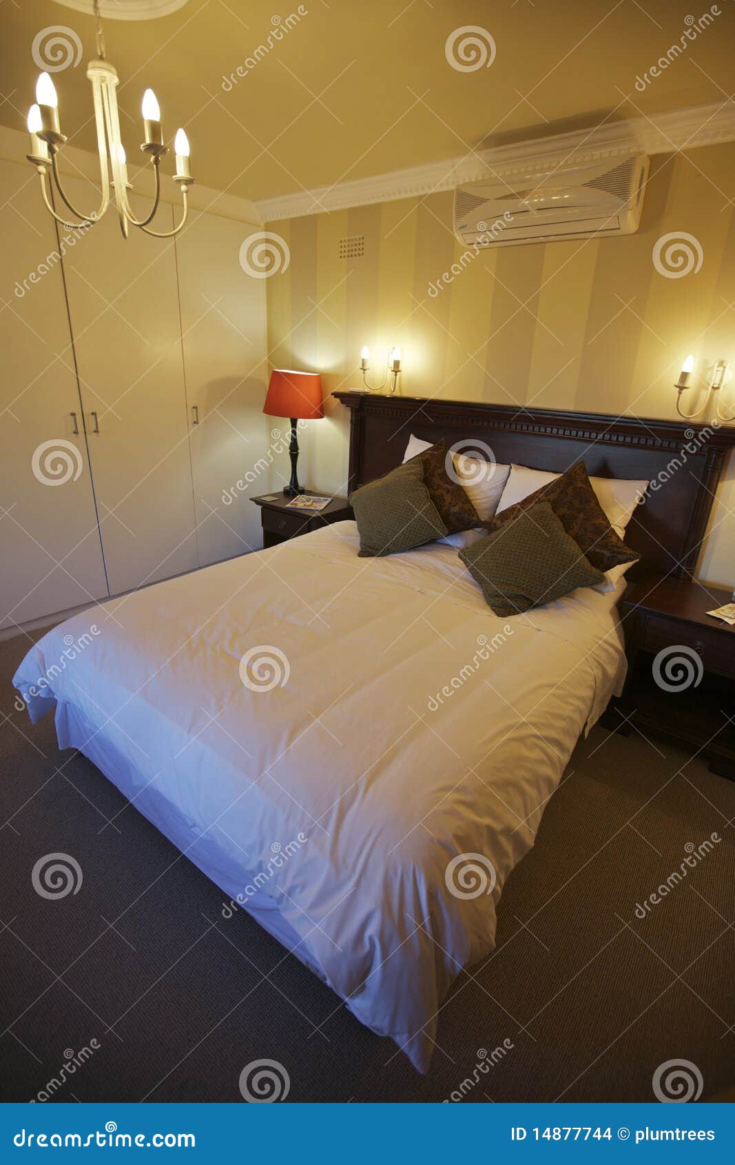 King size bed room stock photo. Image of bedding, cream - 14877744