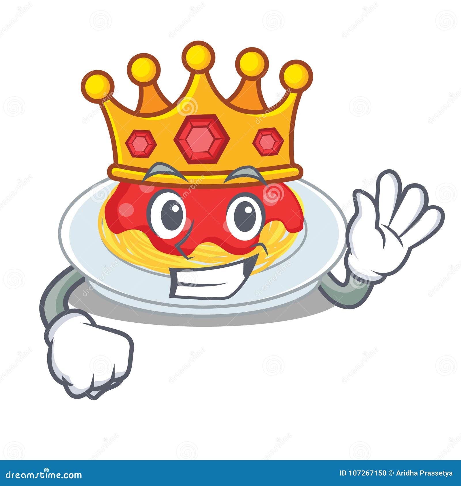 King Spaghetti Character Cartoon Style Stock Vector - Illustration of ...