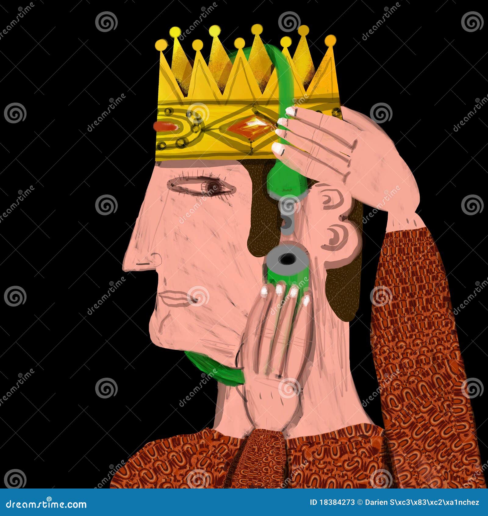 King Sticks with a Padlock the Crown Stock Illustration - Illustration ...