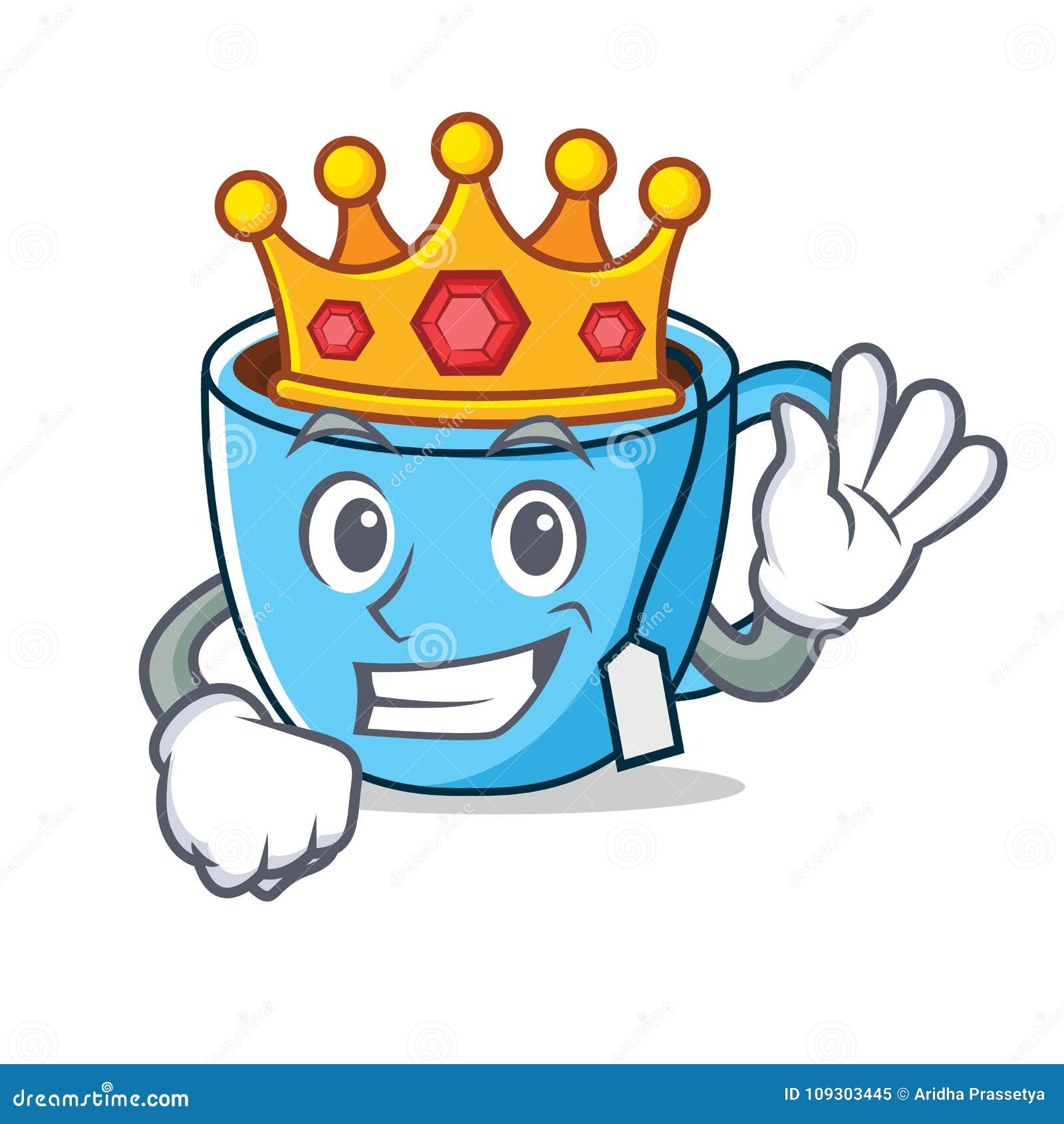 King Tea Cup Mascot Cartoon Stock Vector - Illustration of crown, hand ...
