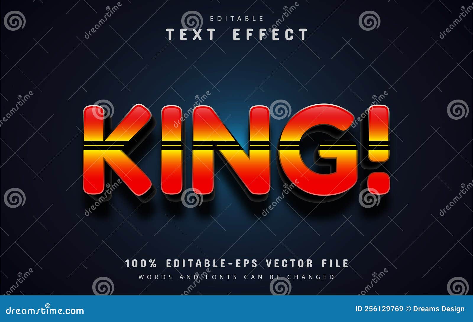 King Text, Text Effect with Line Stock Vector - Illustration of vintage ...