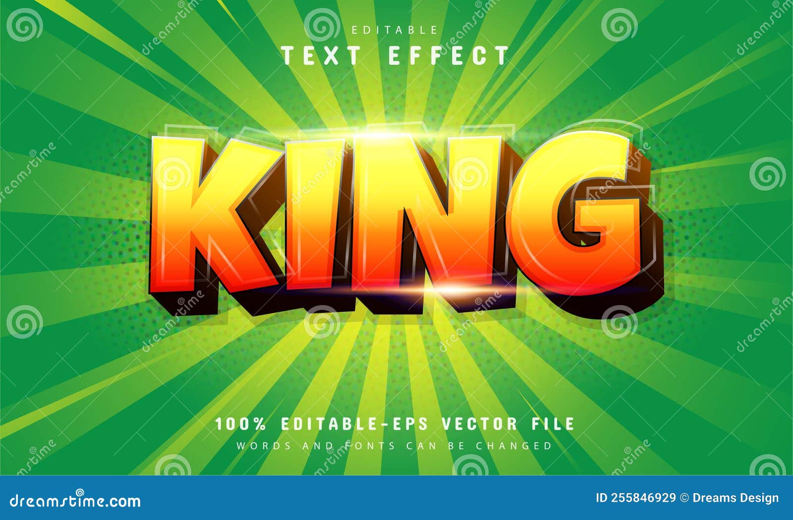 King Text Effect with Orange Gradient Stock Vector - Illustration of ...