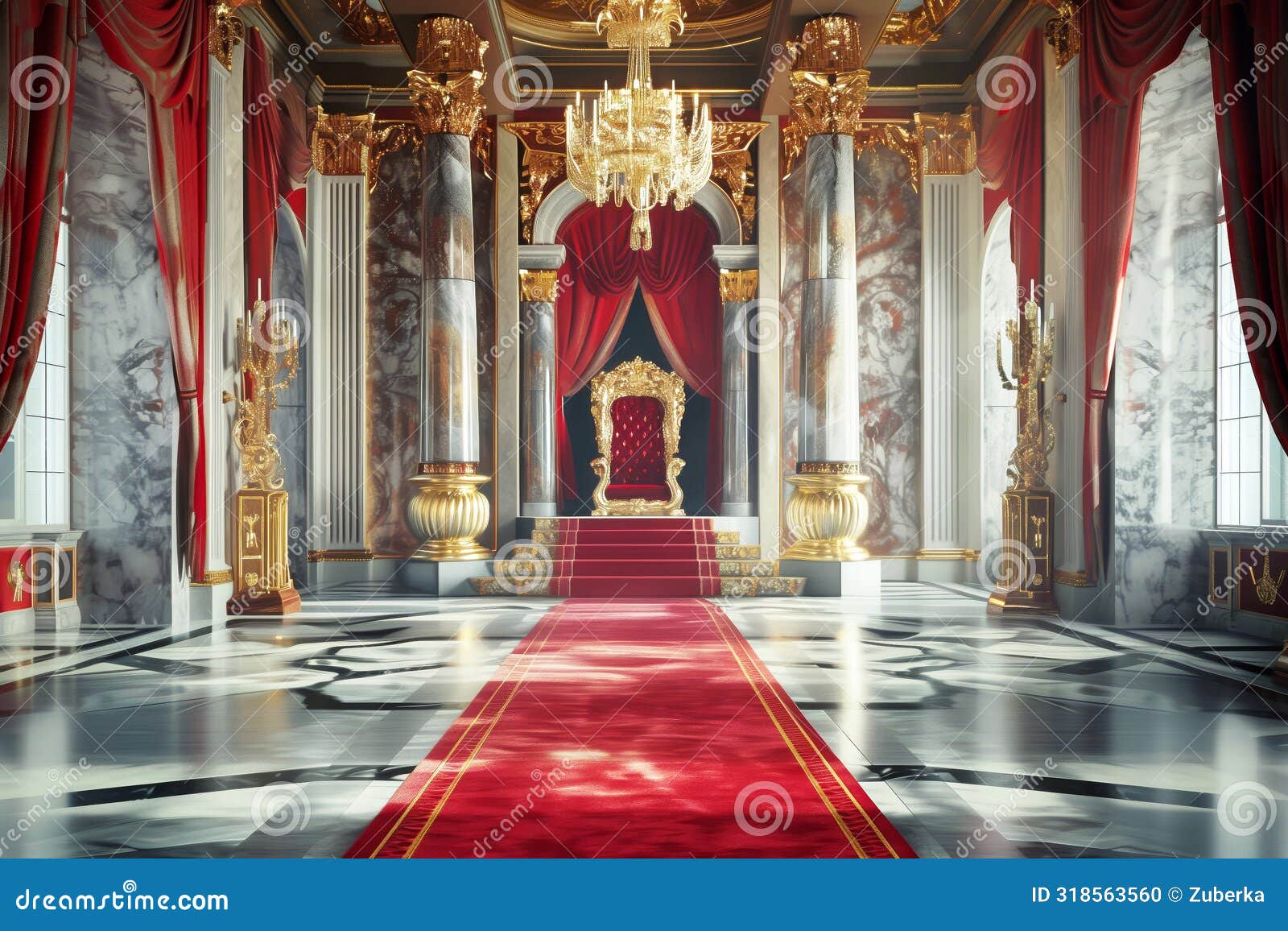 King Throne in Ancient Castle Stock Illustration - Illustration of room ...