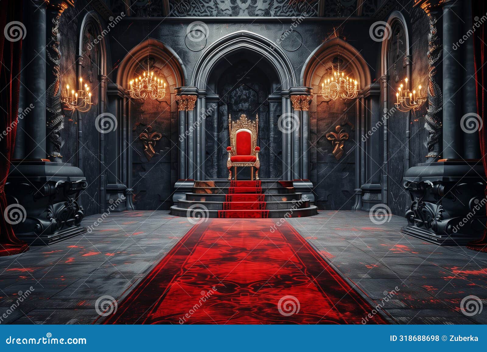 King Throne in Ancient Castle Stock Illustration - Illustration of ...