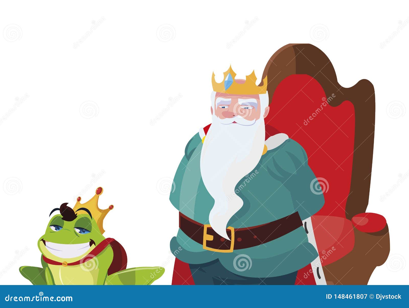 King on Throne with Toad Prince Characters Stock Illustration ...