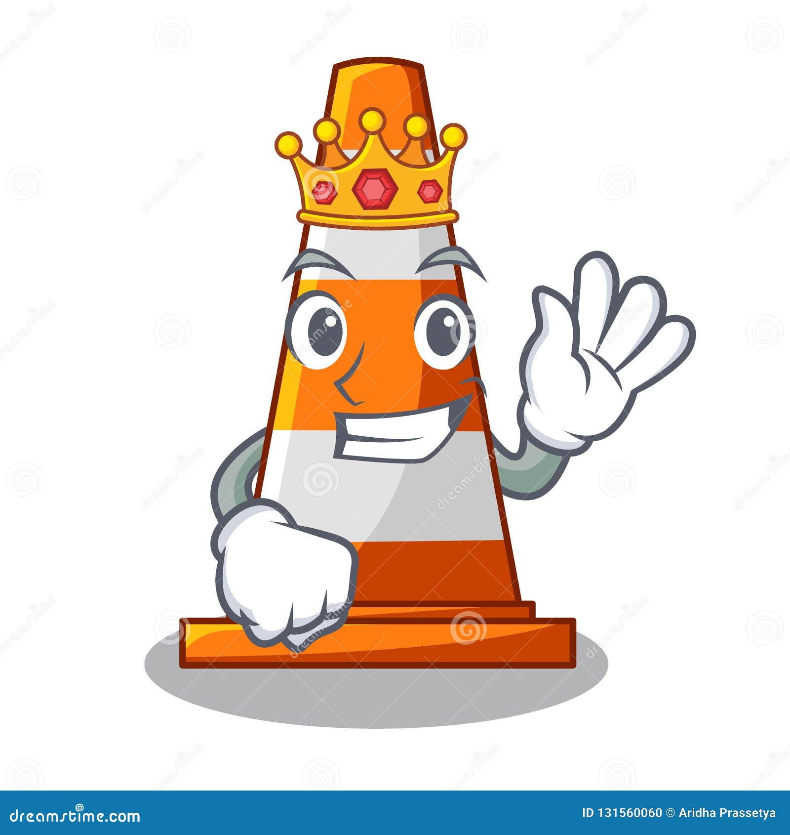 King on Traffic Cone Against Mascot Argaet Stock Vector - Illustration ...