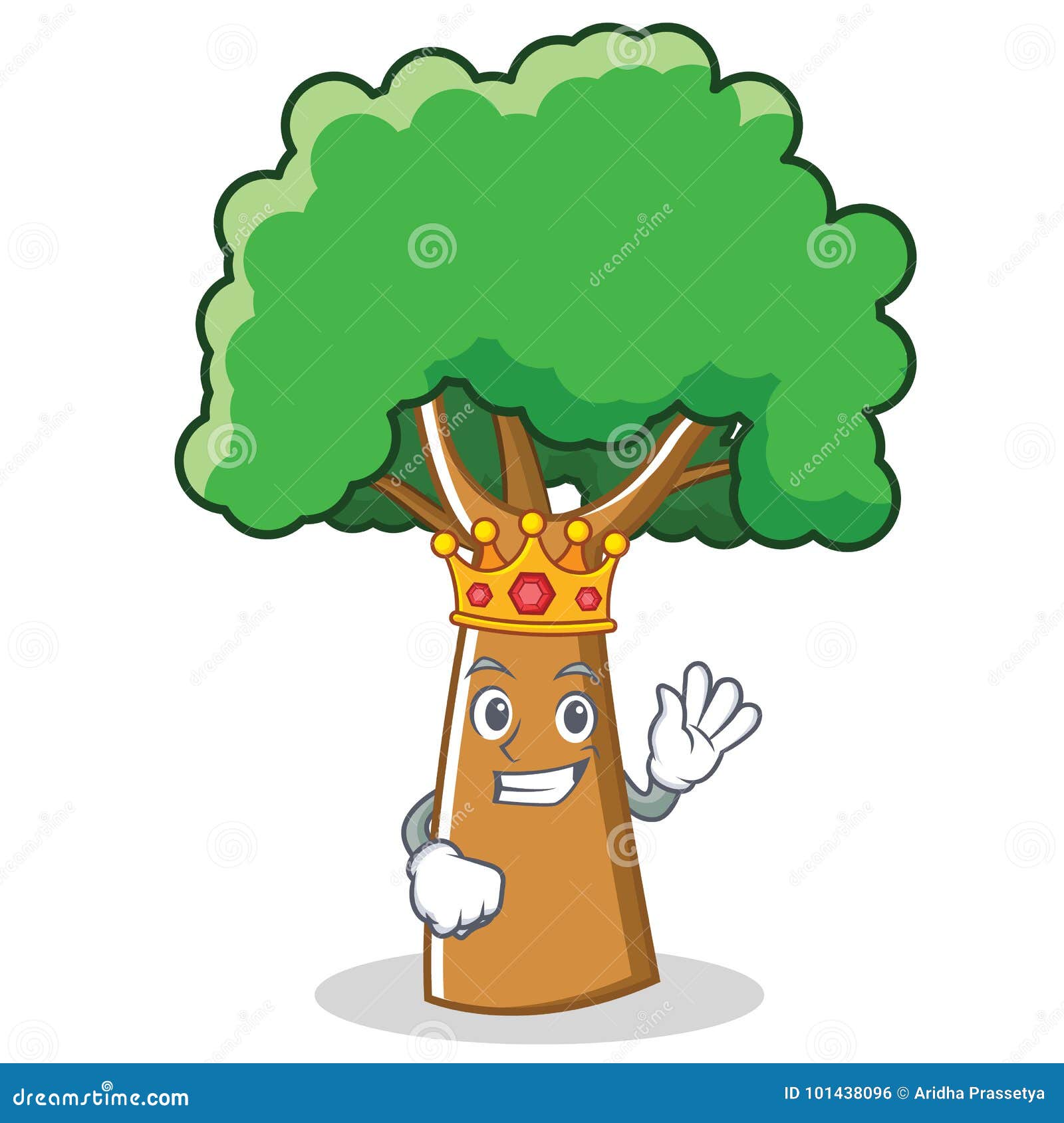 King Tree Character Cartoon Style Stock Vector - Illustration of face ...