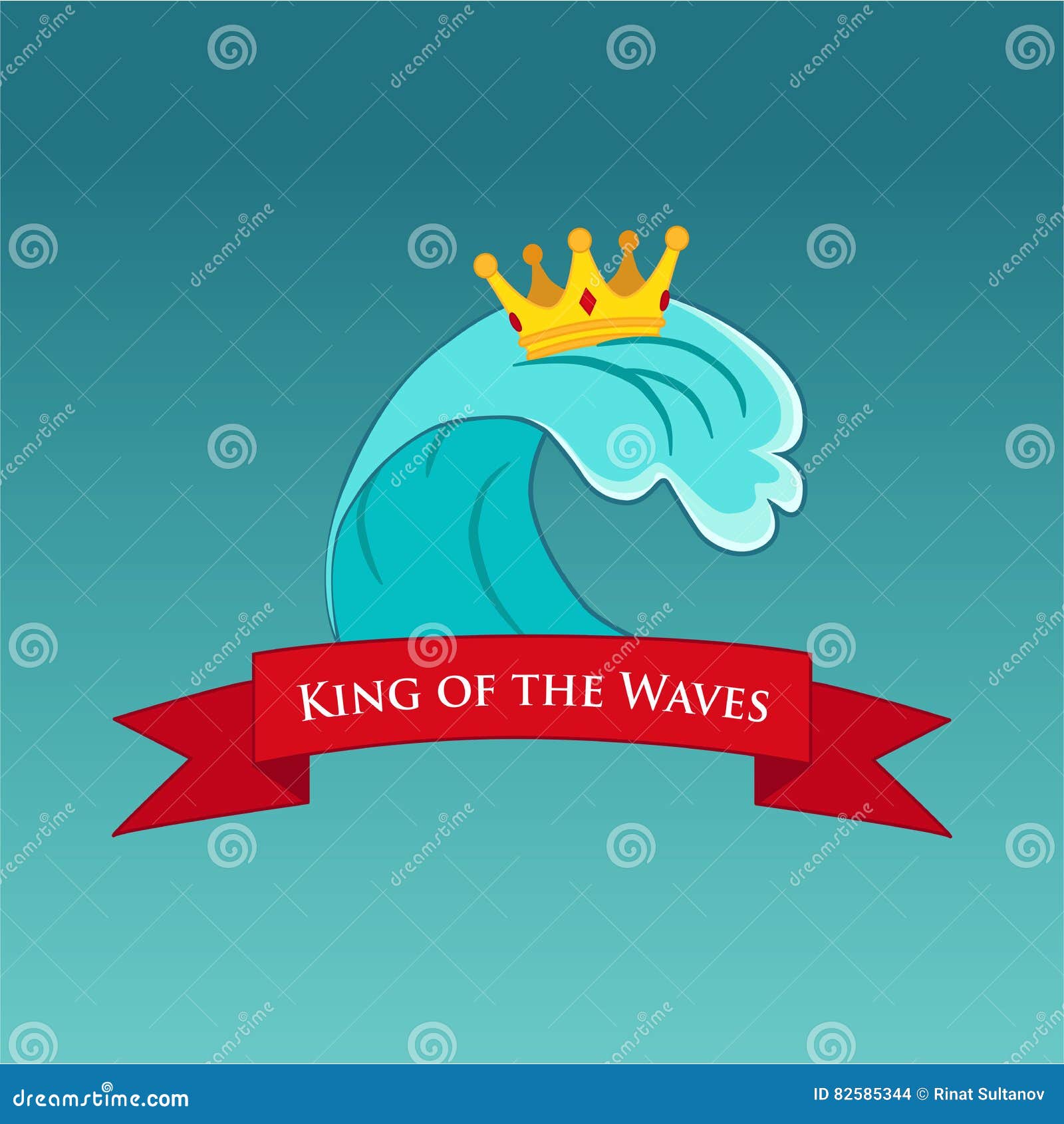 King of the Wave Surfing Illustration or Emblem. Stock Illustration ...