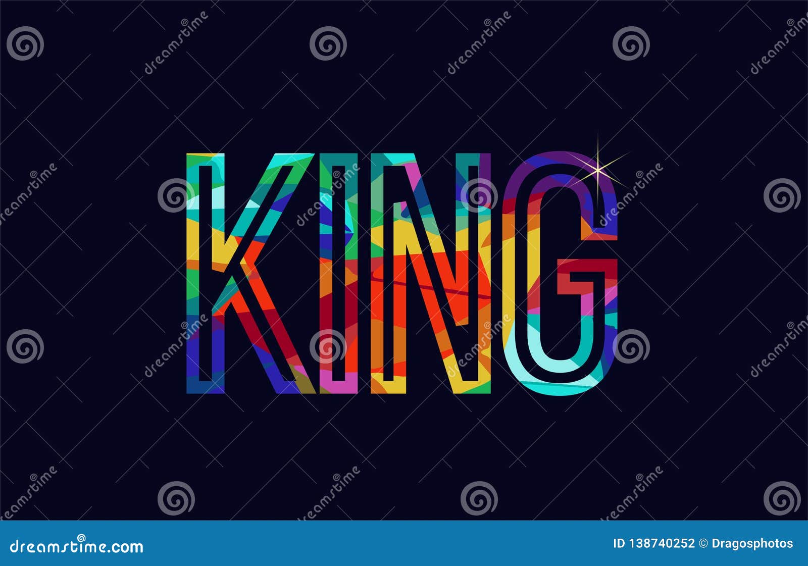 King Word Typography Design in Rainbow Colors Logo Stock Vector ...