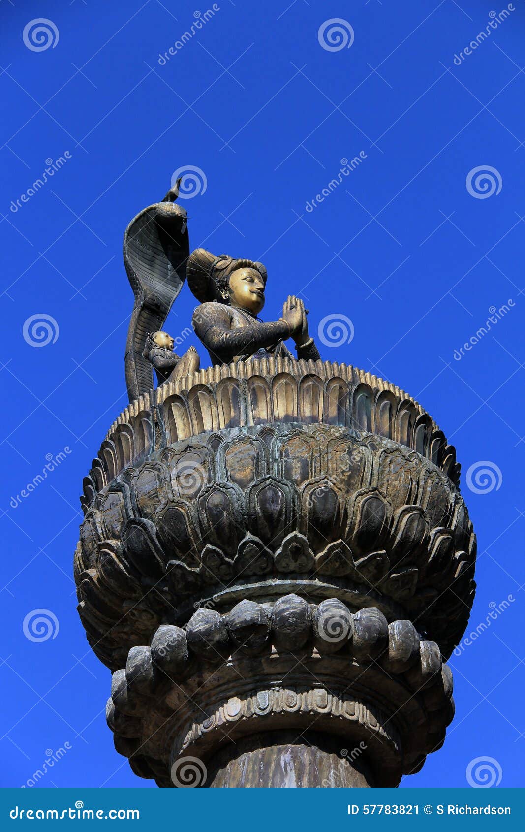 King Yoganarendra Malla Bronze Statue Over Stone Column Kathmandu ...