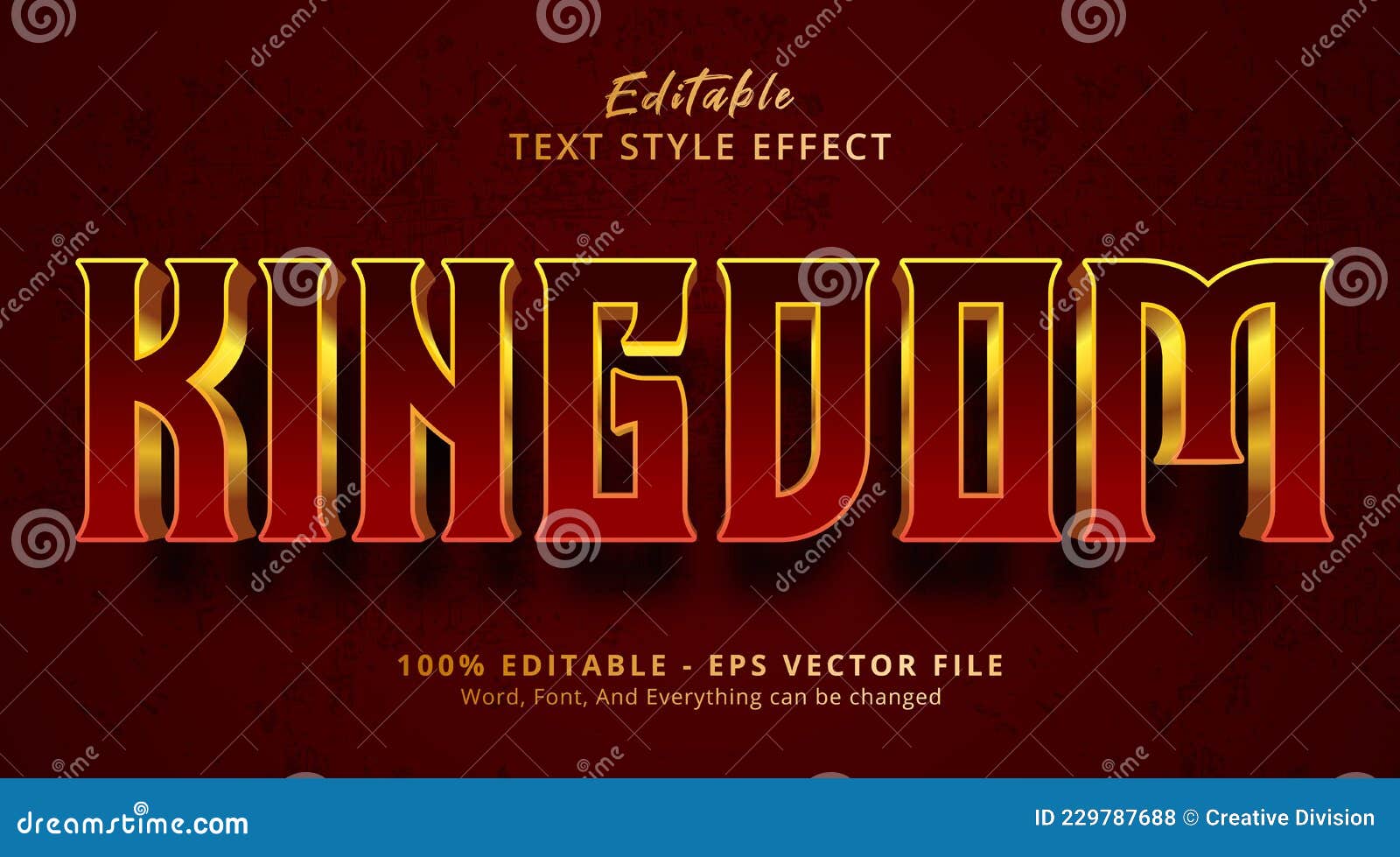 Kingdom Text on Luxury Red Gradient Style Effect, Editable Text Effect ...
