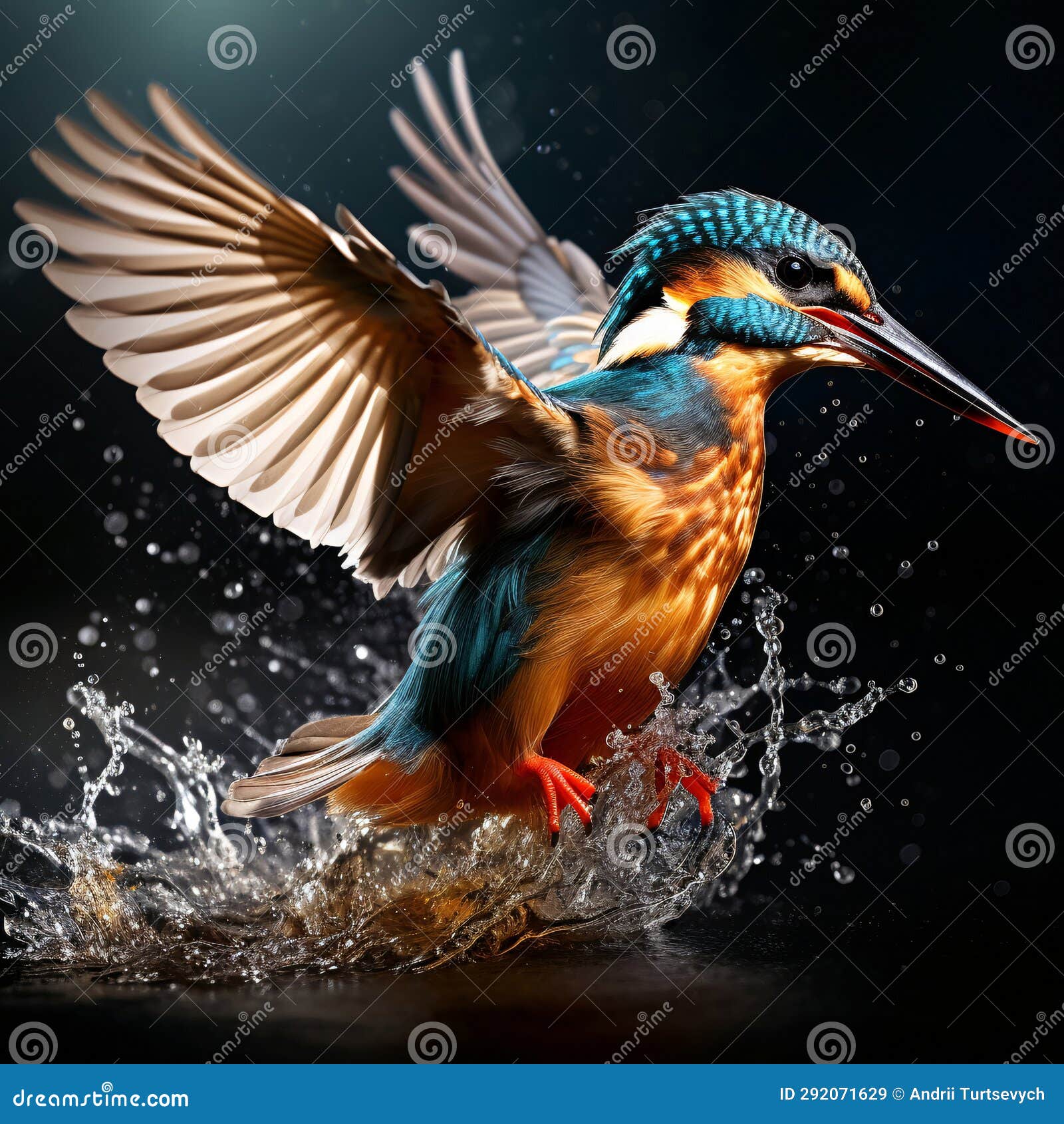 Kingfisher Bird Diving into Water with Splashes - AI Generated Stock ...