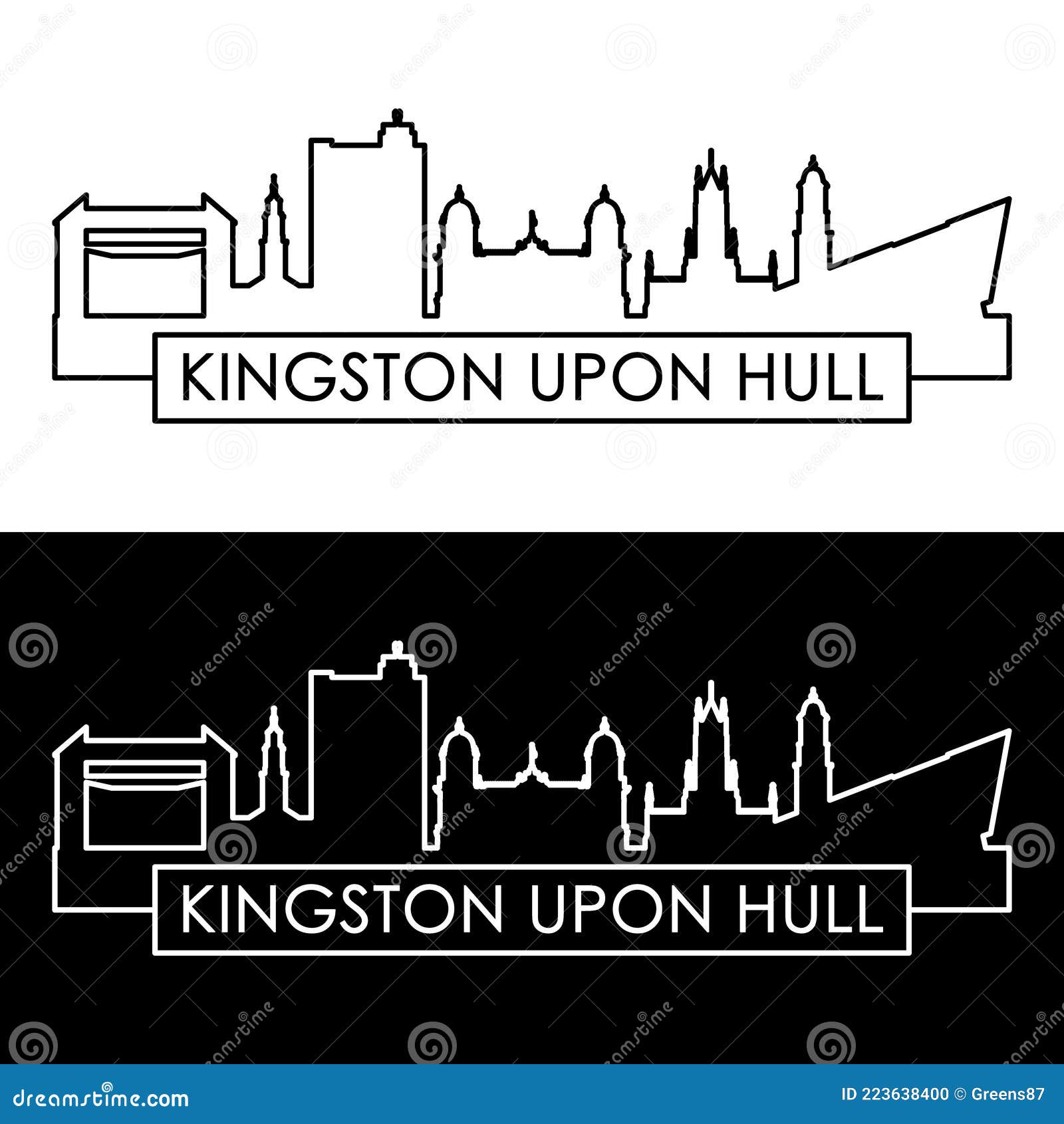 Kingston upon Hull Skyline. Stock Vector - Illustration of house ...