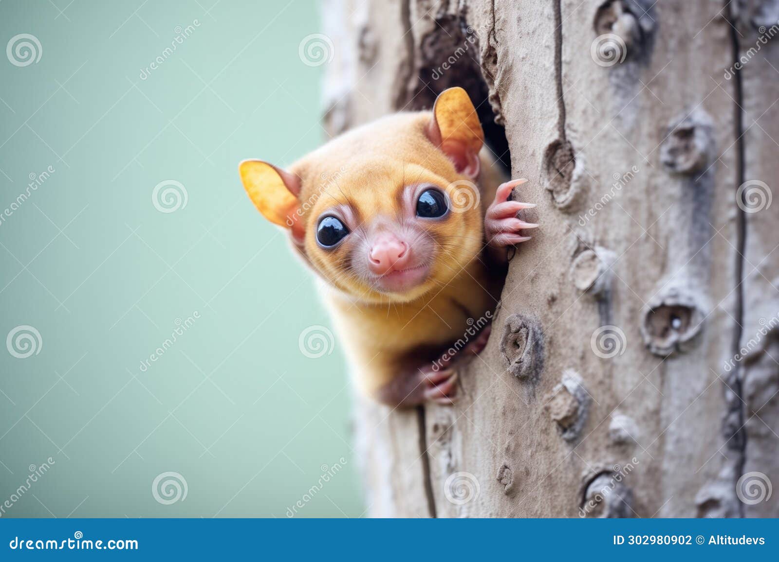 Kinkajou Inspecting A Knothole In A Tree Stock Photo | CartoonDealer ...