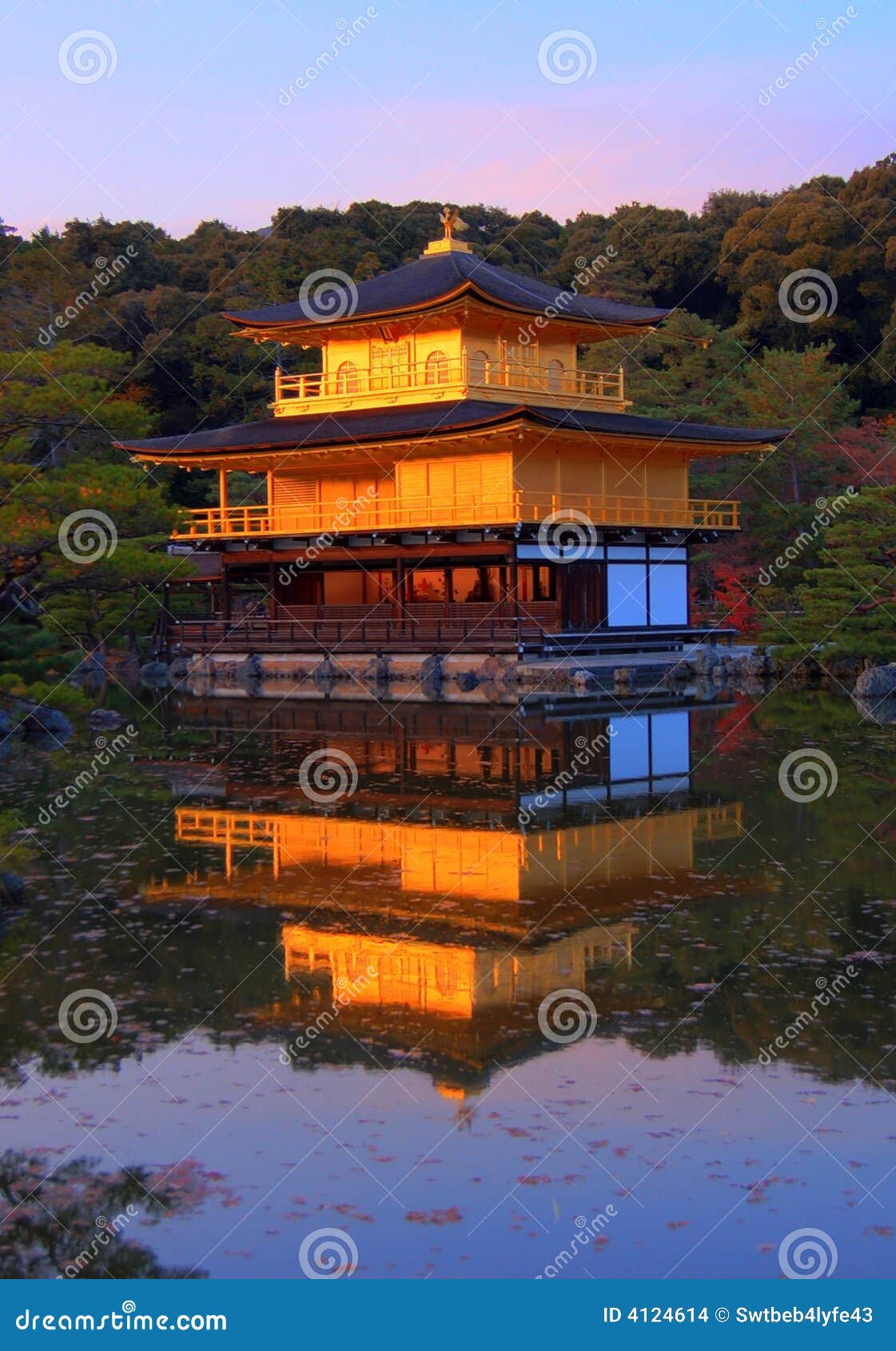 Kinkakuji temple at sunset stock photo. Image of japan - 4124614