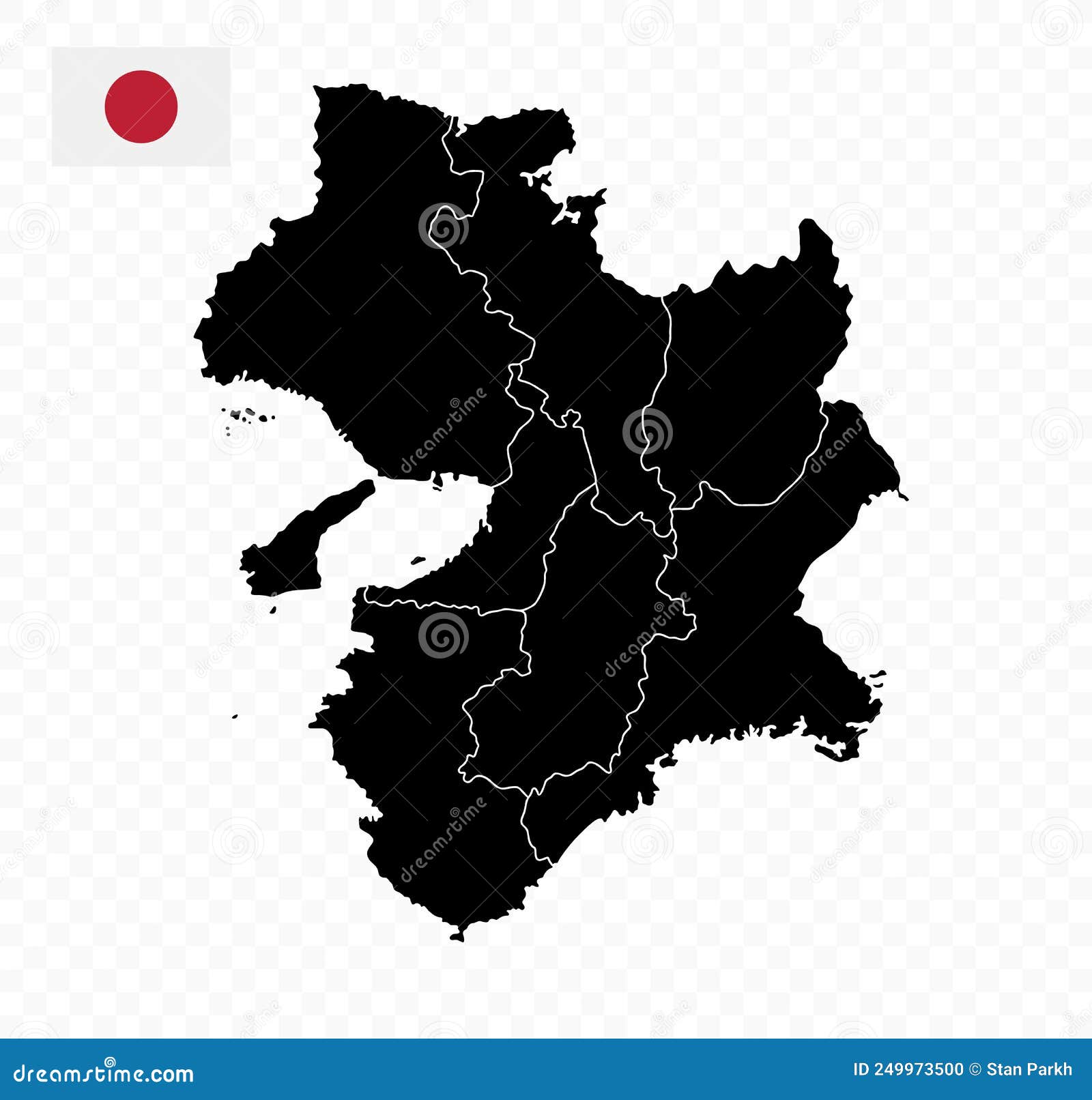 Kinki Map. Map Of Japan Prefecture. Black Color Vector Illustration ...