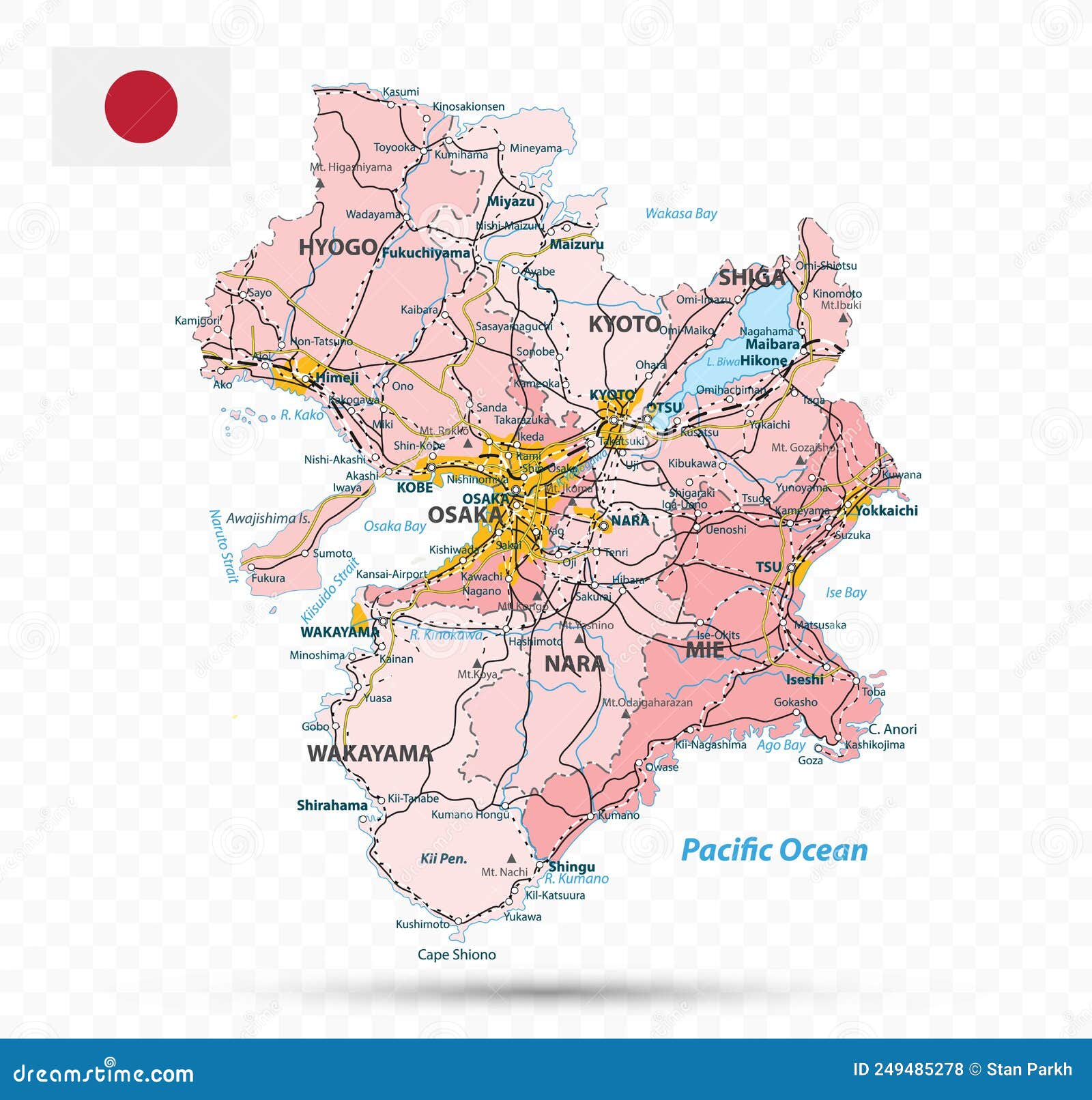 Kinki Map. Map of Japan Prefecture Stock Vector - Illustration of ...