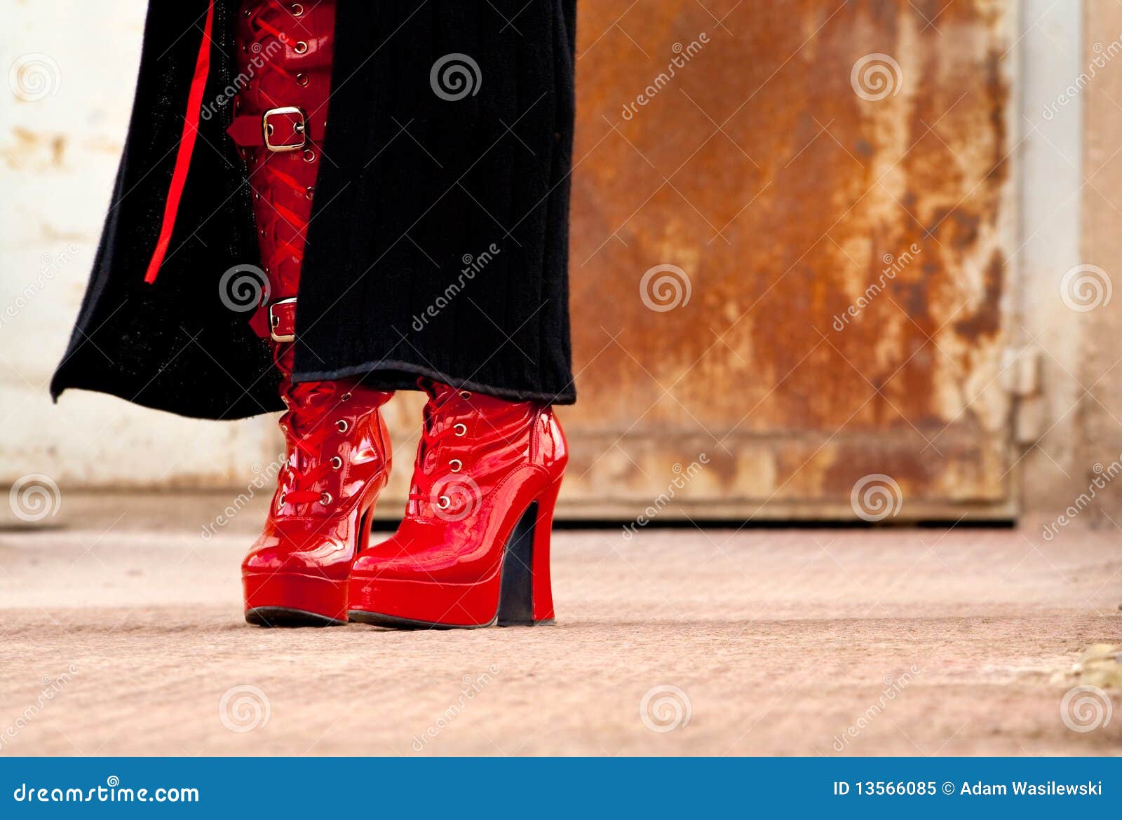 Kinky red latex boots stock image. Image of uniform, cybergoth - 13566085