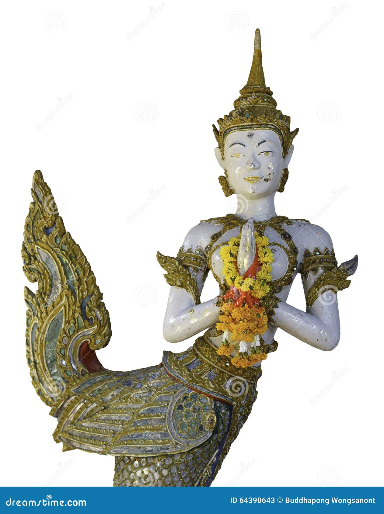 Kinnaree Angel Sculpture Isolated with Clipping Path Stock Image ...