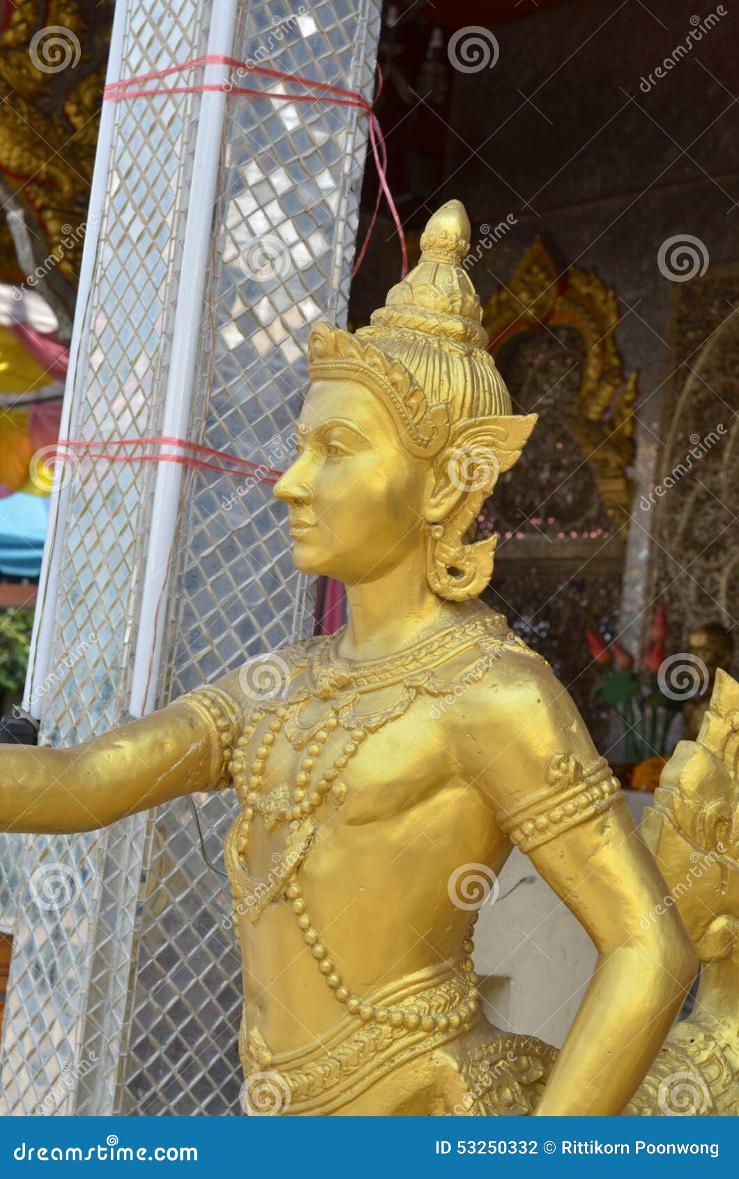 Kinnaree golden statue stock photo. Image of thai, asian - 53250332