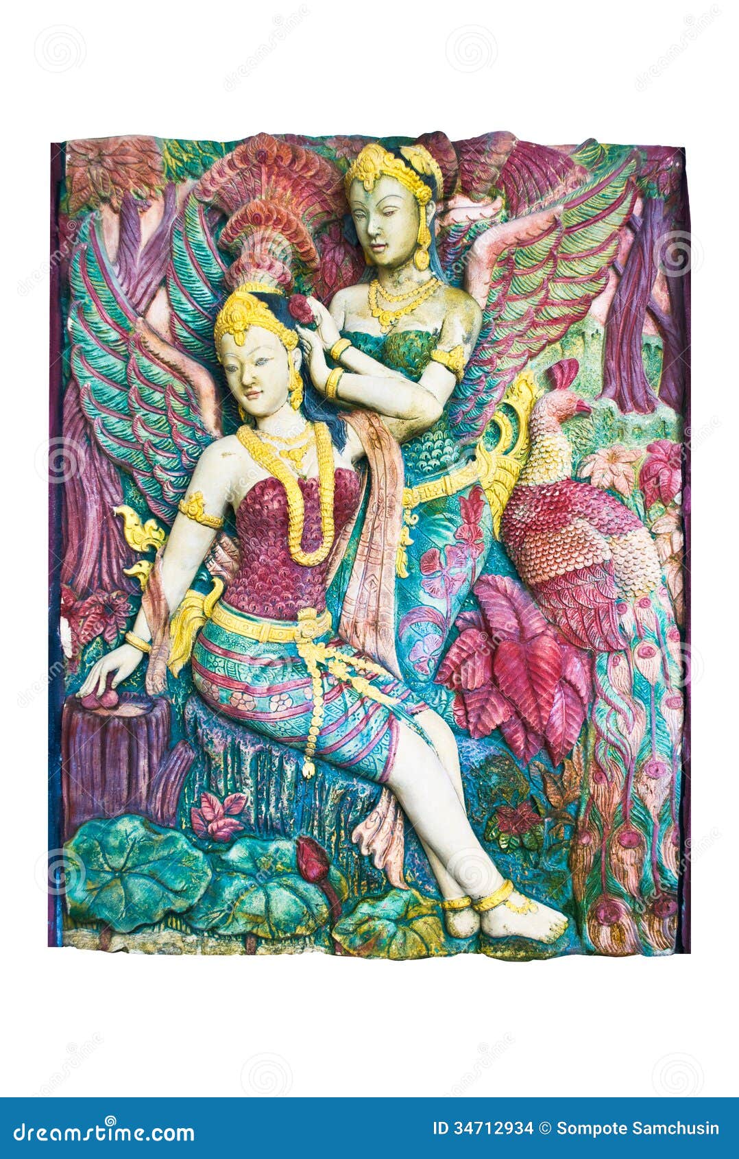 Kinnari statue stock photo. Image of thai, wing, statue - 34712934