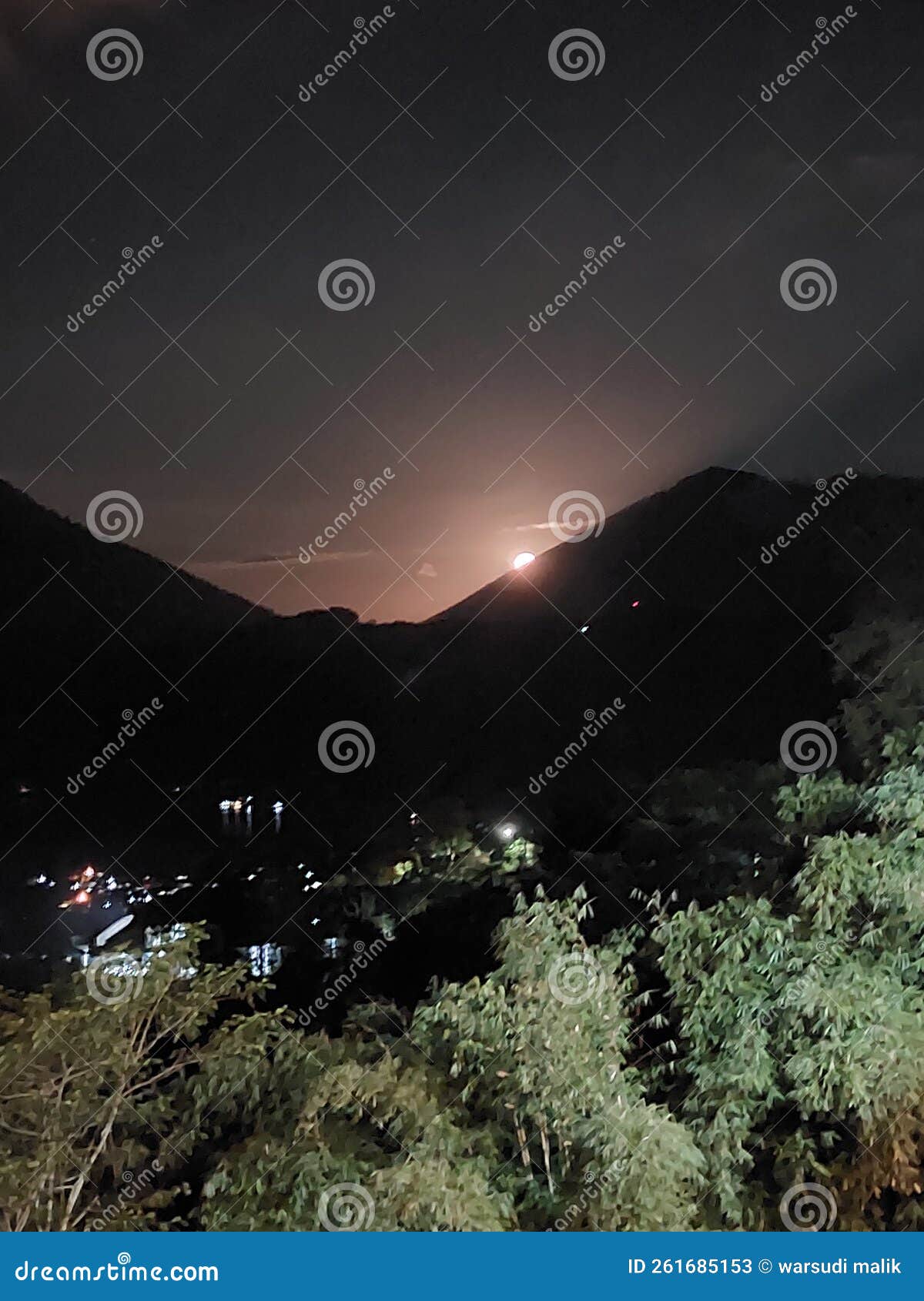 Kintamani Mountain Night Moon Nature Stock Image - Image of nature ...