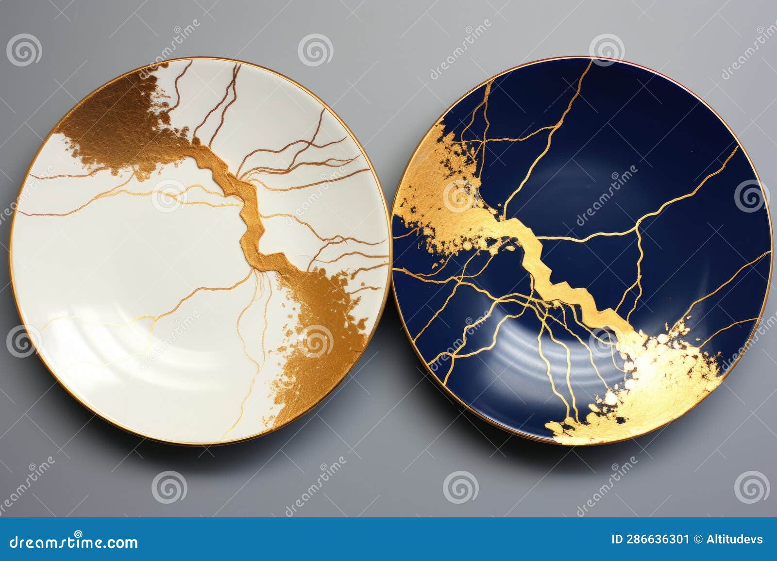 Kintsugi Ceramic Bowl. Chinese Asian Pottery, Dish Of Broken Marble ...