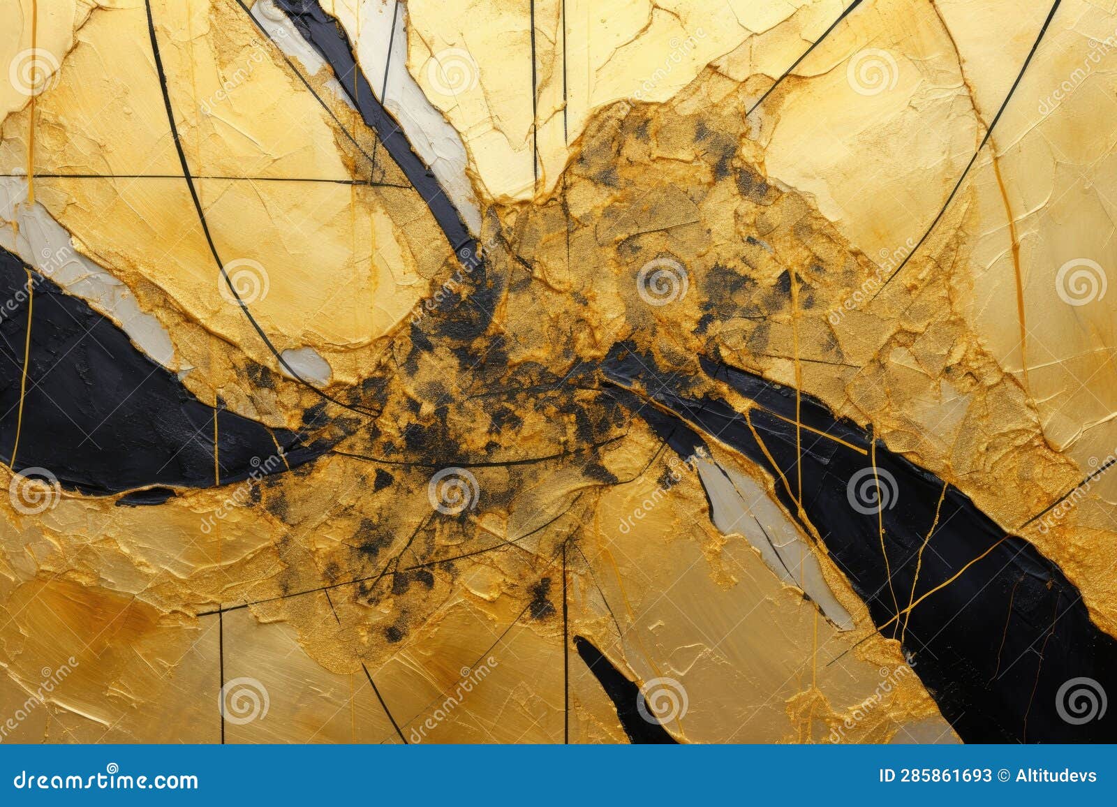 Kintsugi-inspired Abstract Painting on Canvas Stock Illustration ...