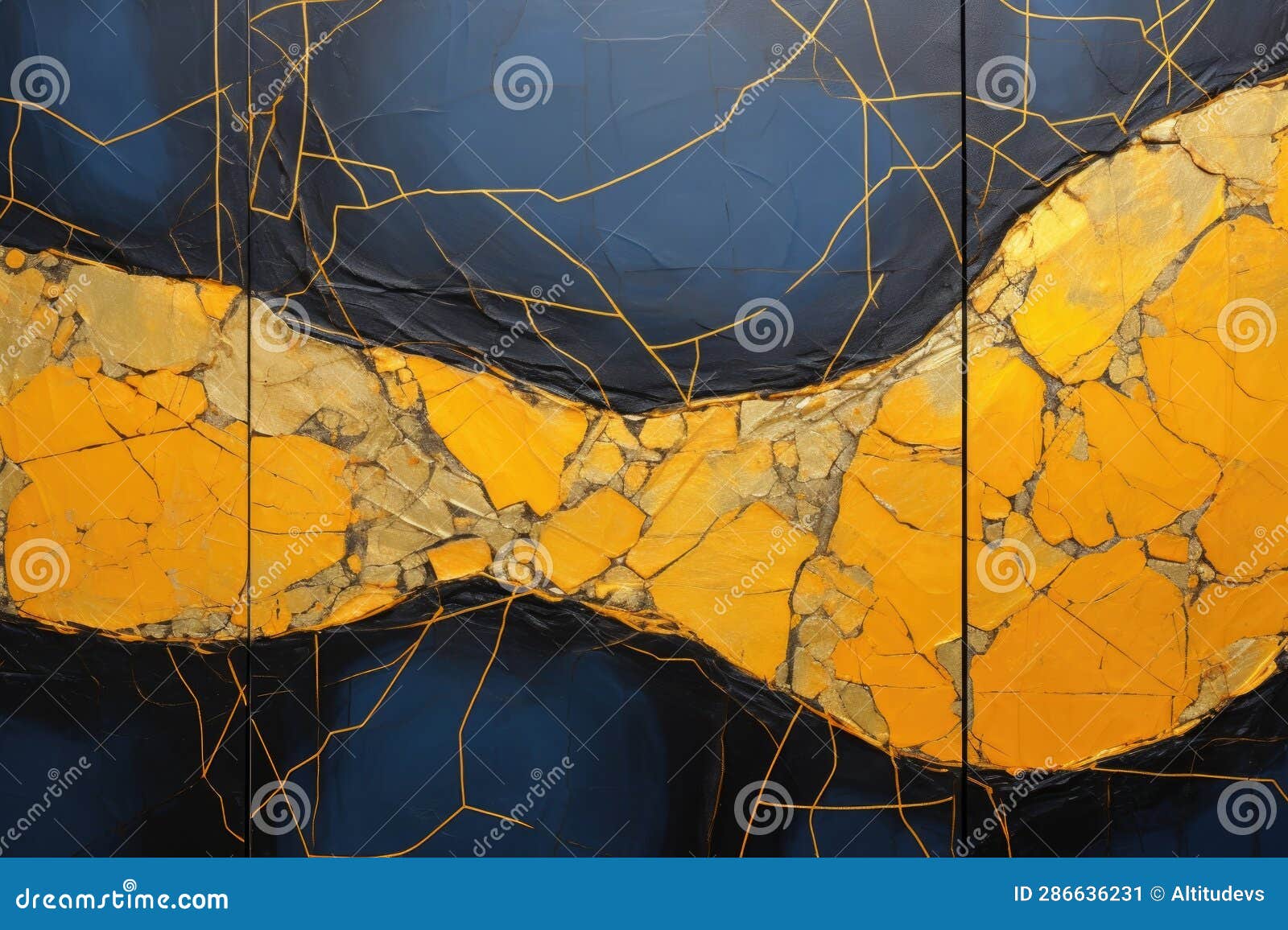 Kintsugi-inspired Abstract Painting on Canvas Stock Illustration ...