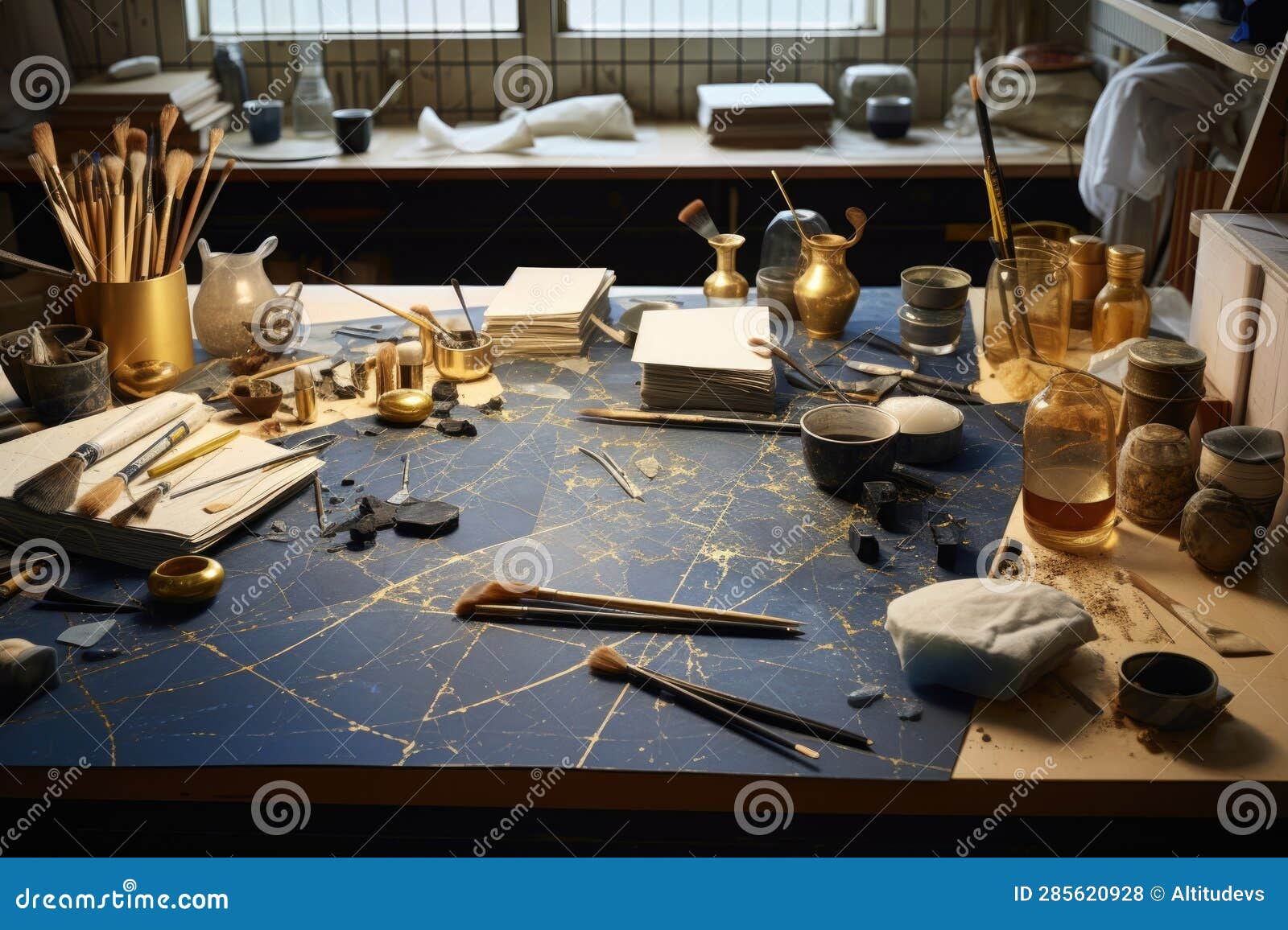 Kintsugi Materials and Tools Arranged Neatly on Workspace Stock Photo - Image of generated ...