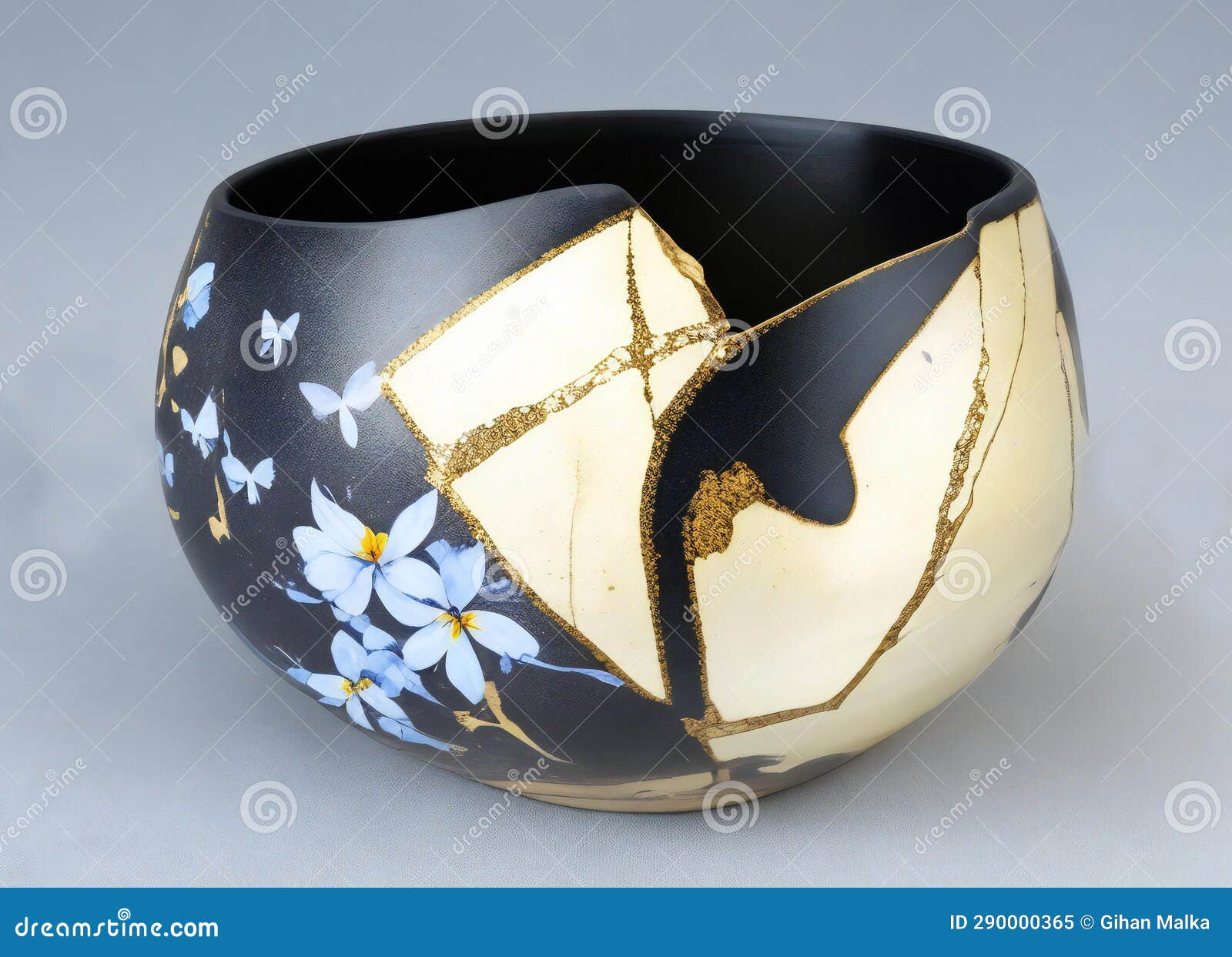 Japan Kintsugi Ceramics Art. Reborn Repaired Asian Pottery With Gold ...