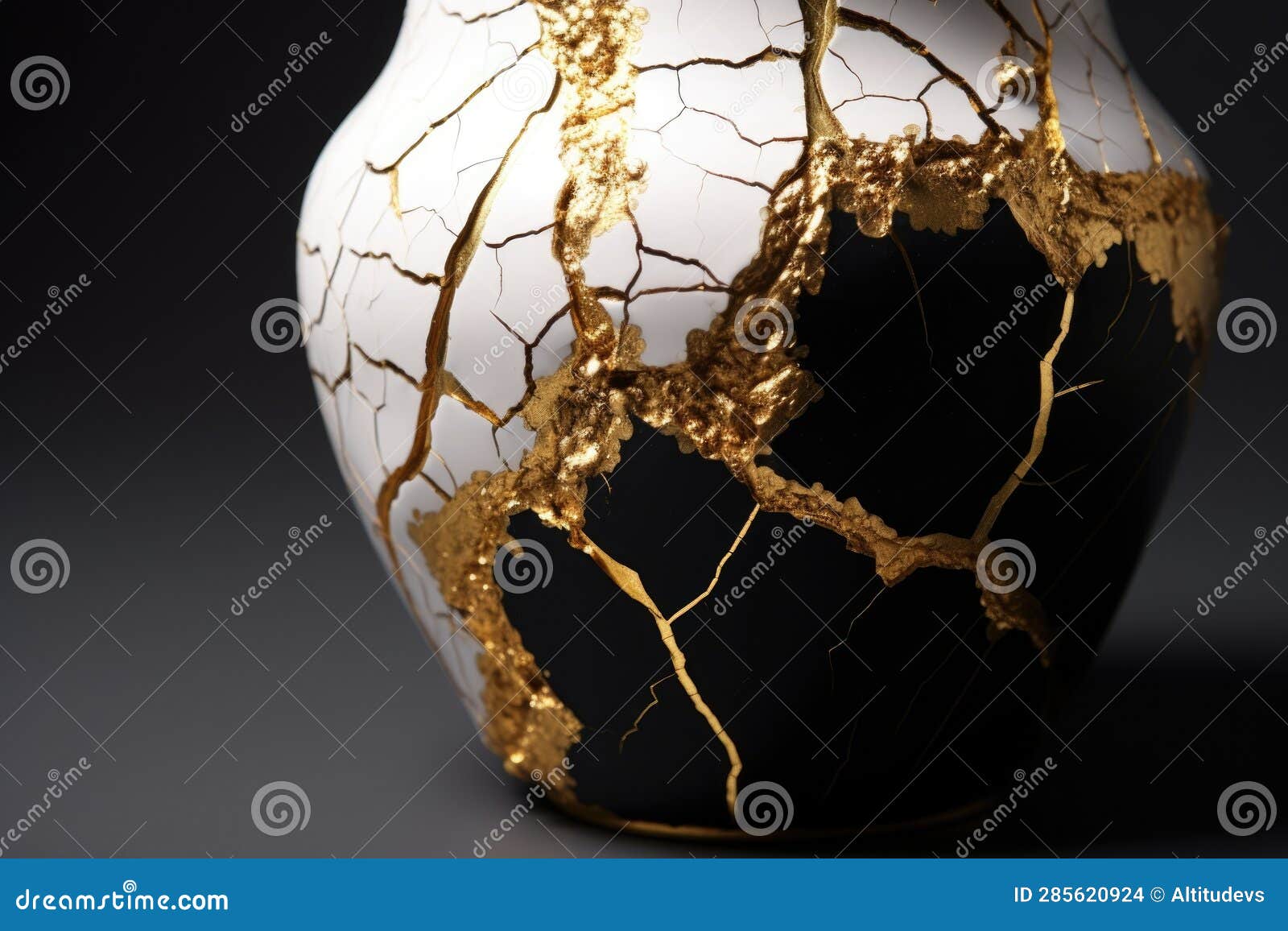 A Kintsugi Repaired Vase With Gold. Stock Photography | CartoonDealer ...