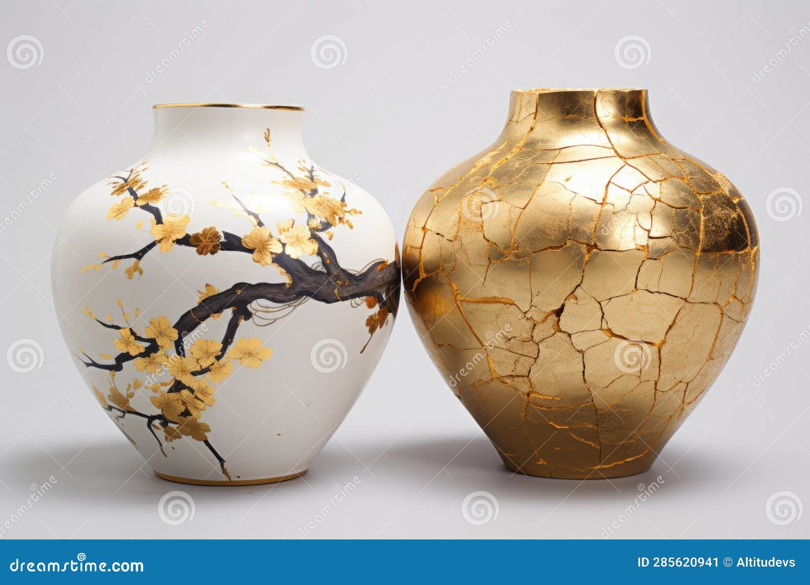 Before and after Kintsugi Restoration Comparison Stock Image - Image of ...