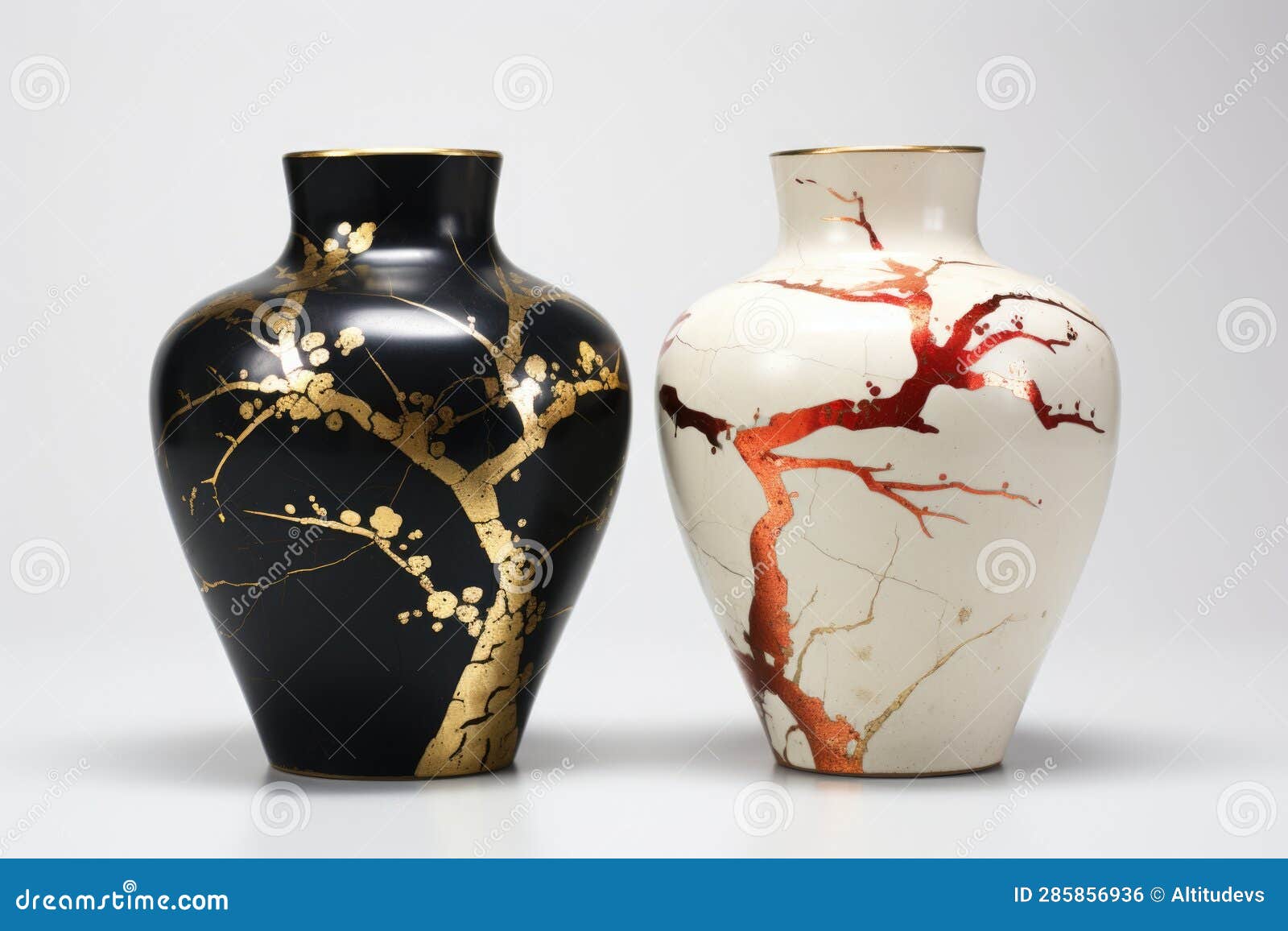 Before and after Kintsugi Restoration Comparison Stock Photo - Image of ...