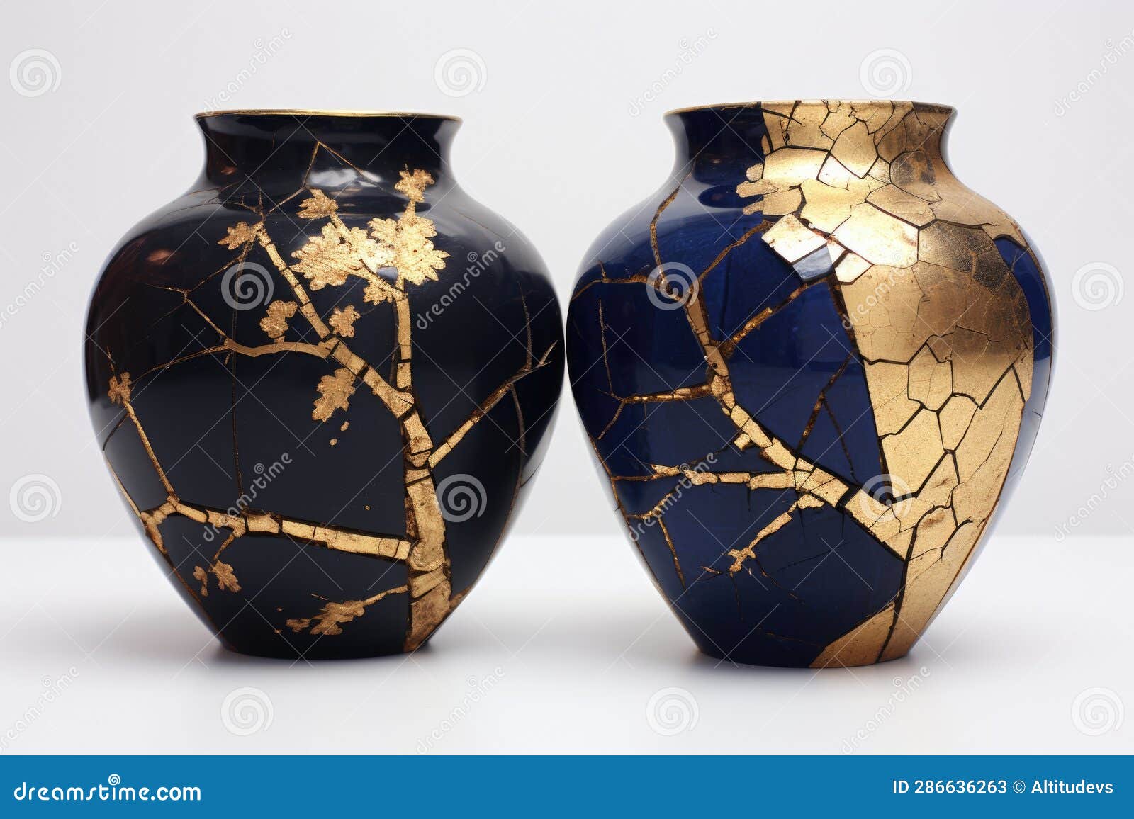 Before and after Kintsugi Restoration Comparison Stock Image - Image of ...