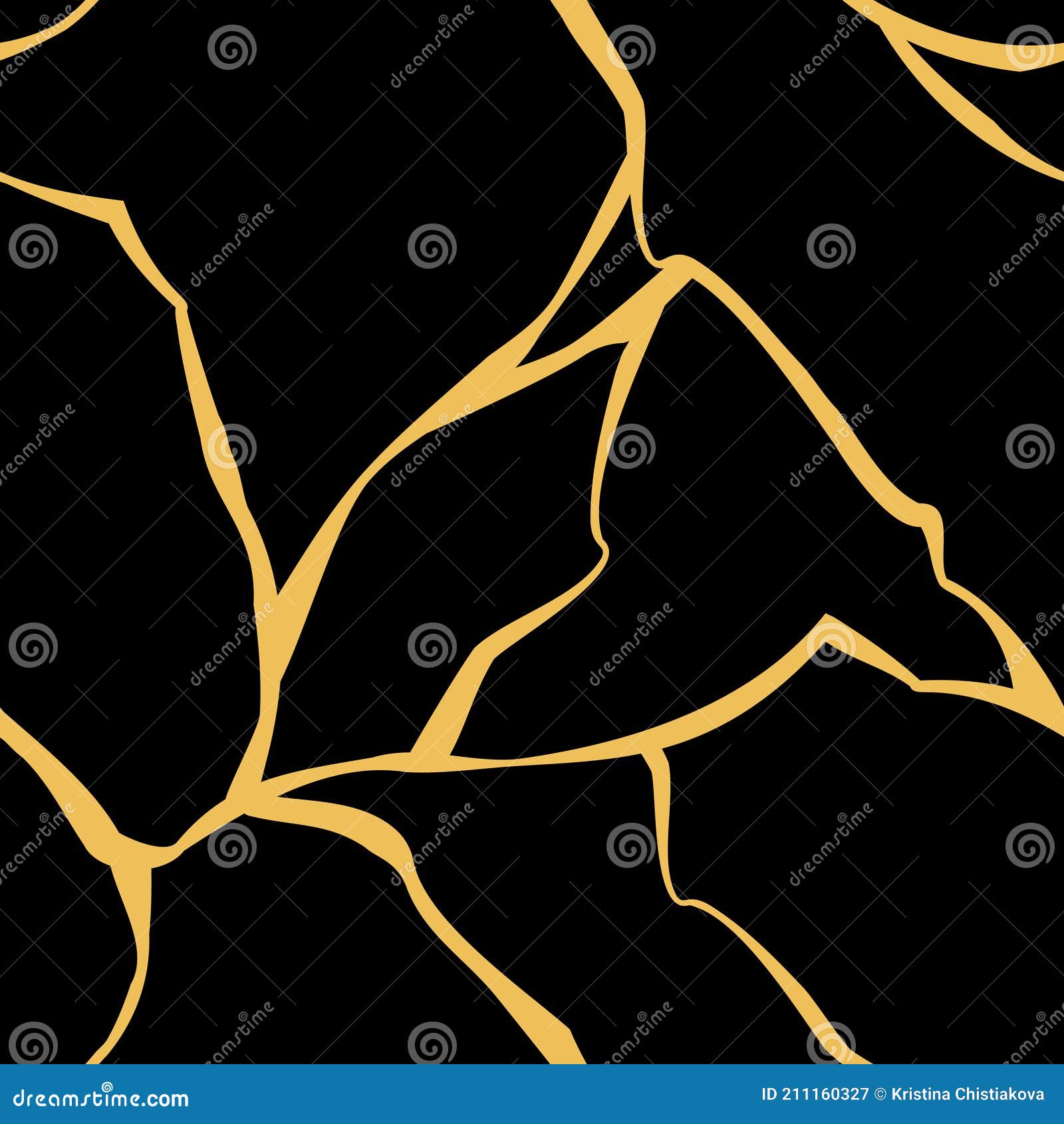 Kintsugi Seamless Pattern Gold Cracks, Broken Marble Luxury Stone on ...