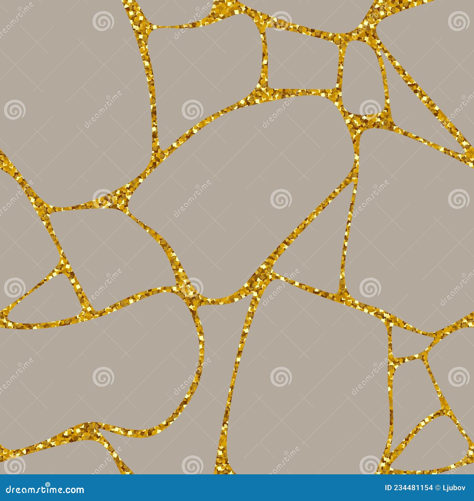 Kintsugi Seamless Pattern. Gold Cracks on Grey Background. Marble ...