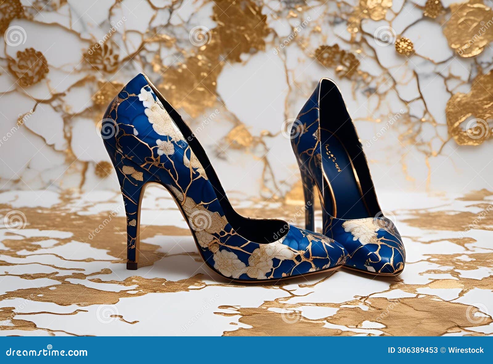 Kintsugi Style High Heeled Shoes, AI-generated. Stock Illustration ...