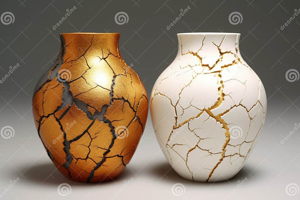 Before and after Kintsugi Transformation of Ceramics Stock Photo ...