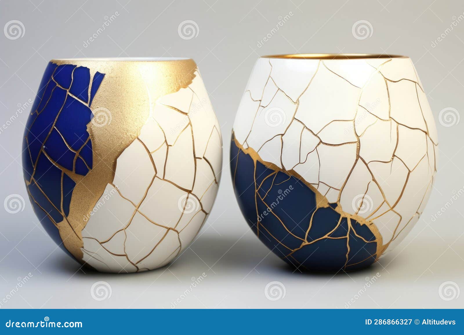 Before and after Kintsugi Transformation of Ceramics Stock Image ...