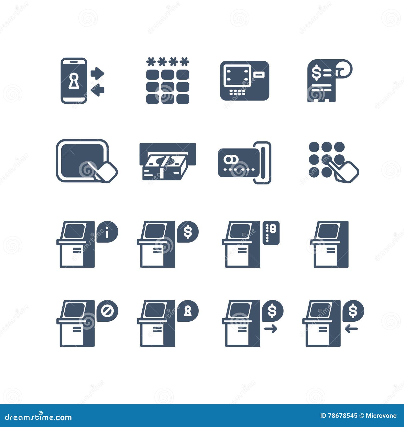 Kiosk Terminal Service Info Vector Icons Stock Vector - Illustration of ...