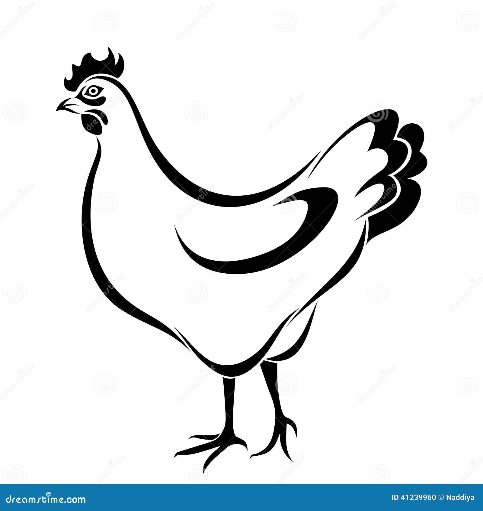 Kip Vector zwart silhouet vector illustratie. Illustration of landelijk ...