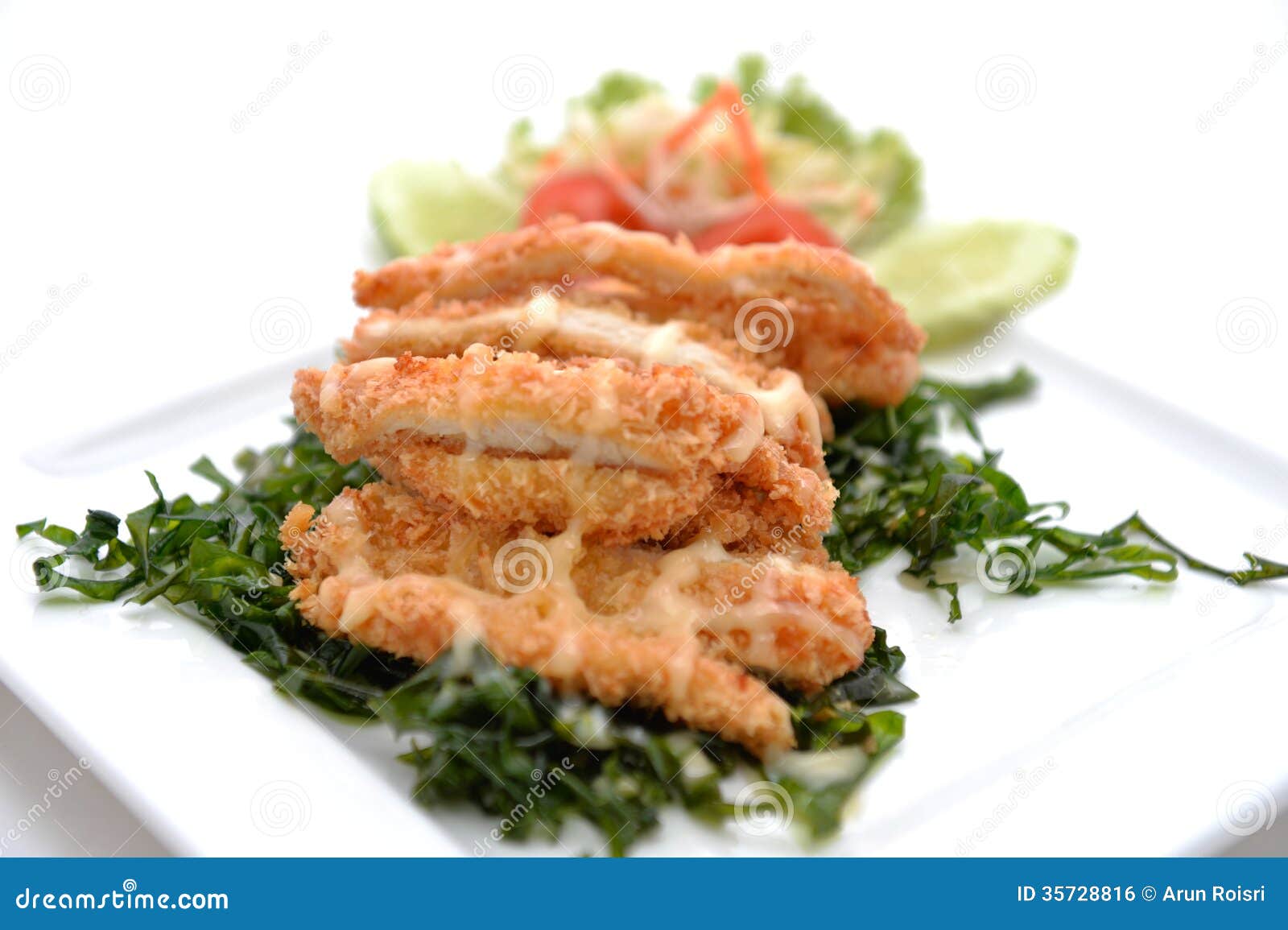 Kip Verkruimelde Borst Met Room Stock Foto - Image of salade, olie ...